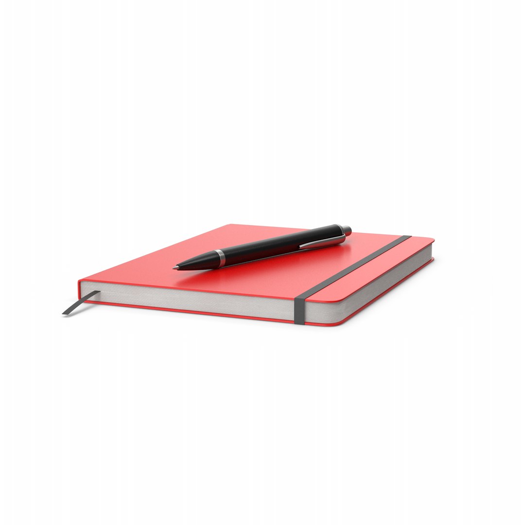 Red Notebook And Pen 3D - TurboSquid 2161578