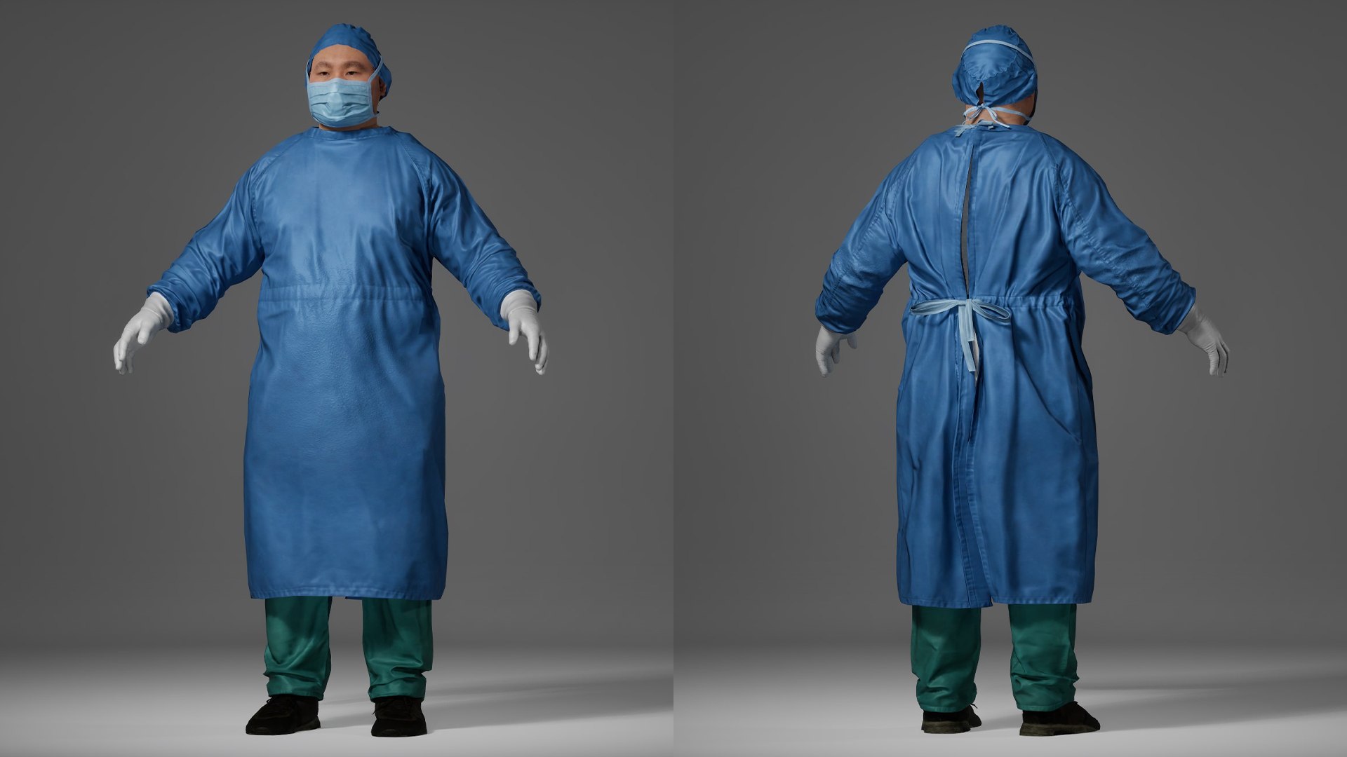 3D Model Operating Room Surgeon Uniform With Mask Gloves - TurboSquid ...