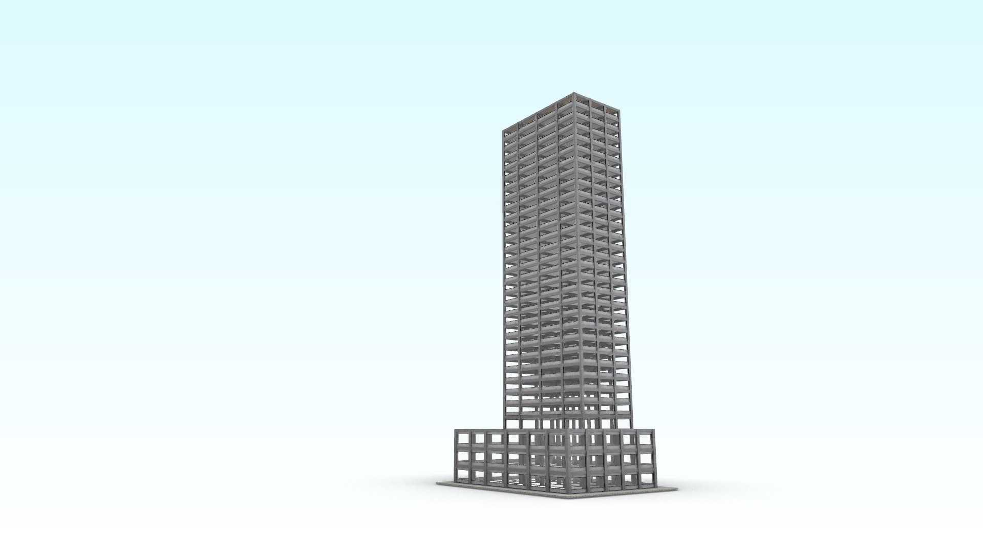 3D Model Reinforced Concrete High-rise Building - TurboSquid 2082139