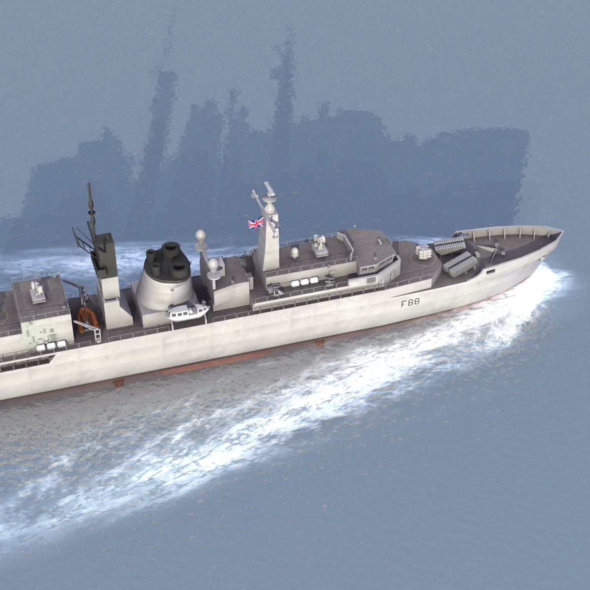 hms broadsword f88 ships 3d model