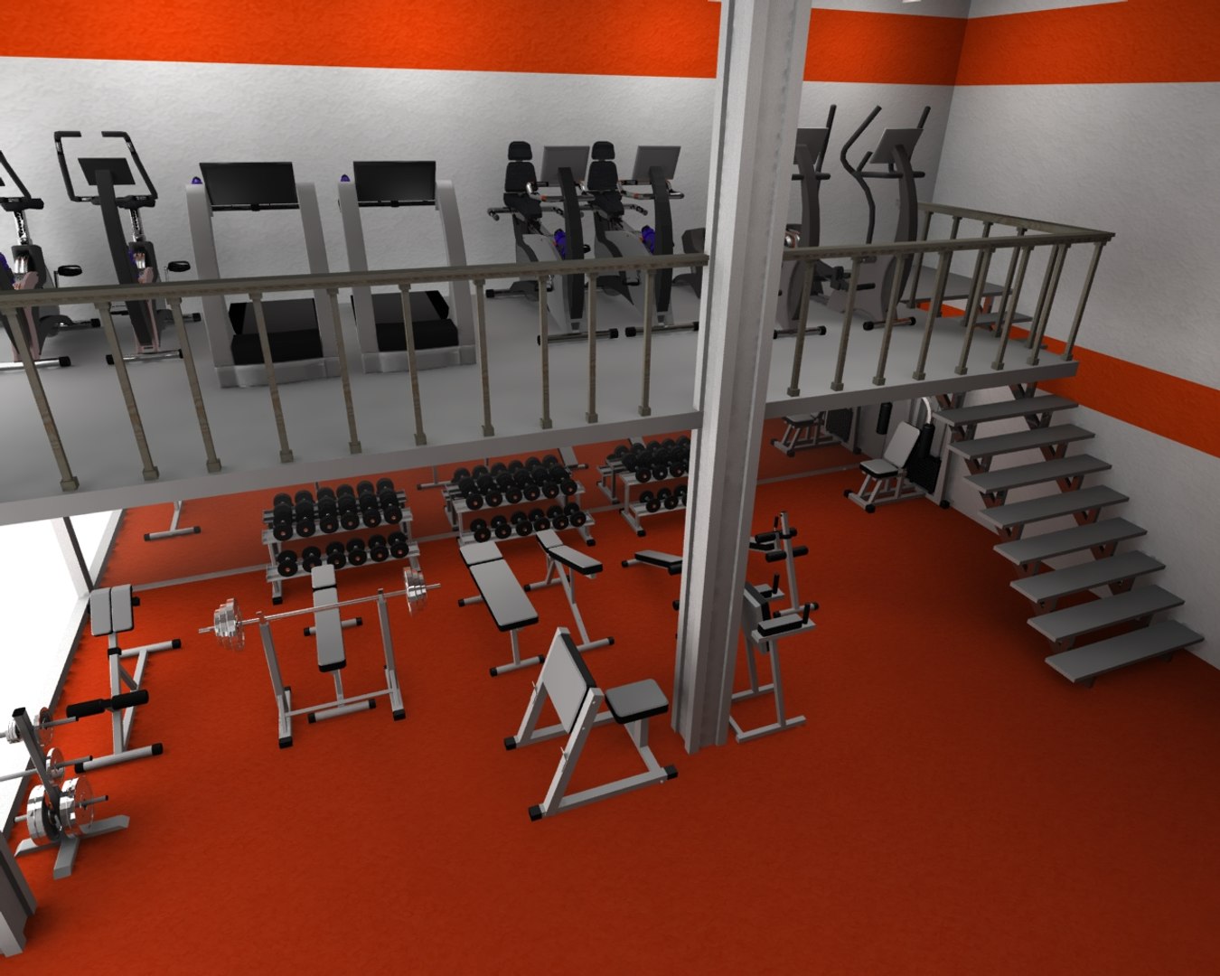 3d Model Of Gym Fitness