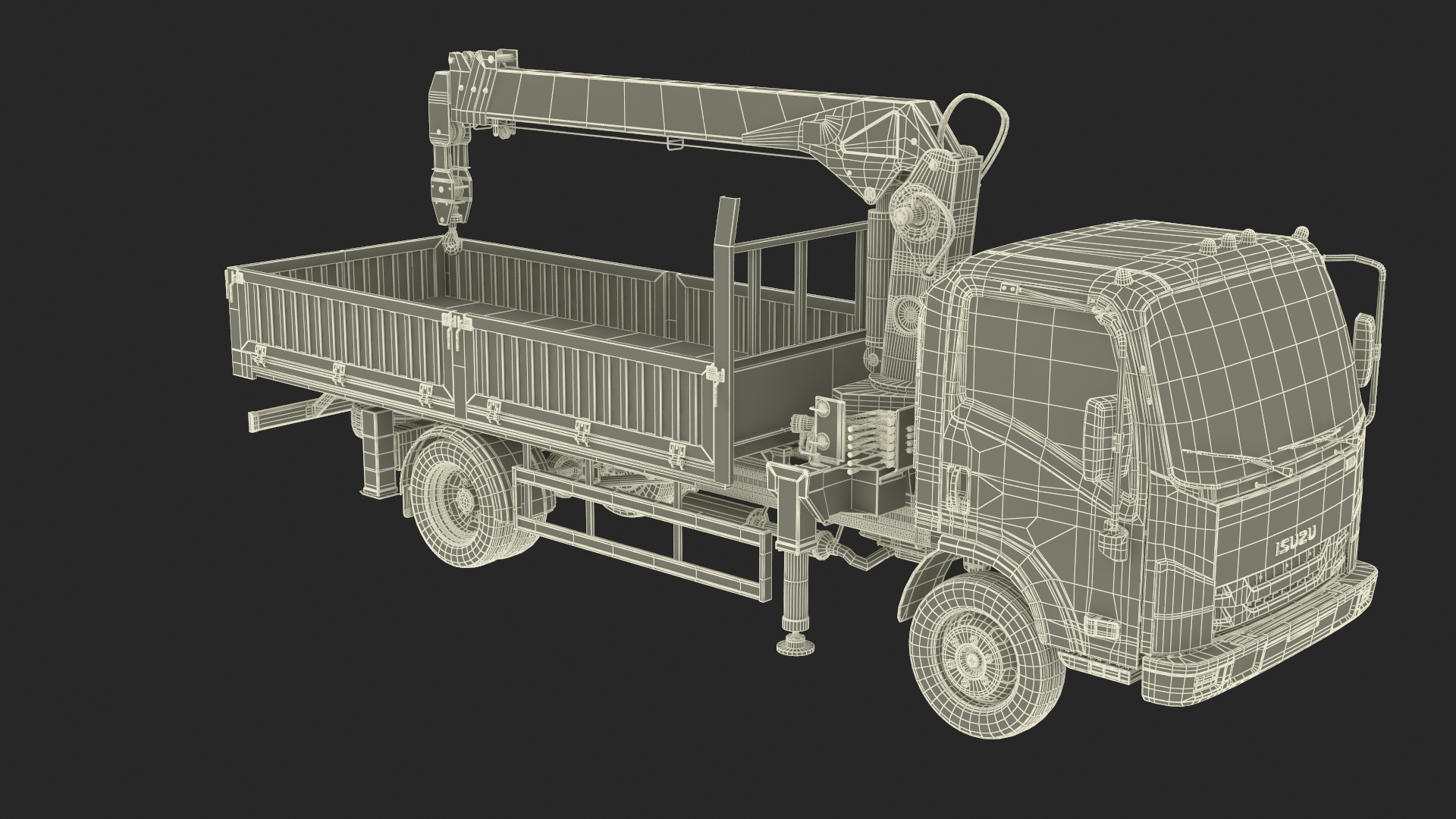 3D Model Yellow Truck Crane Manipulator ISUZU NPR - TurboSquid 2411146