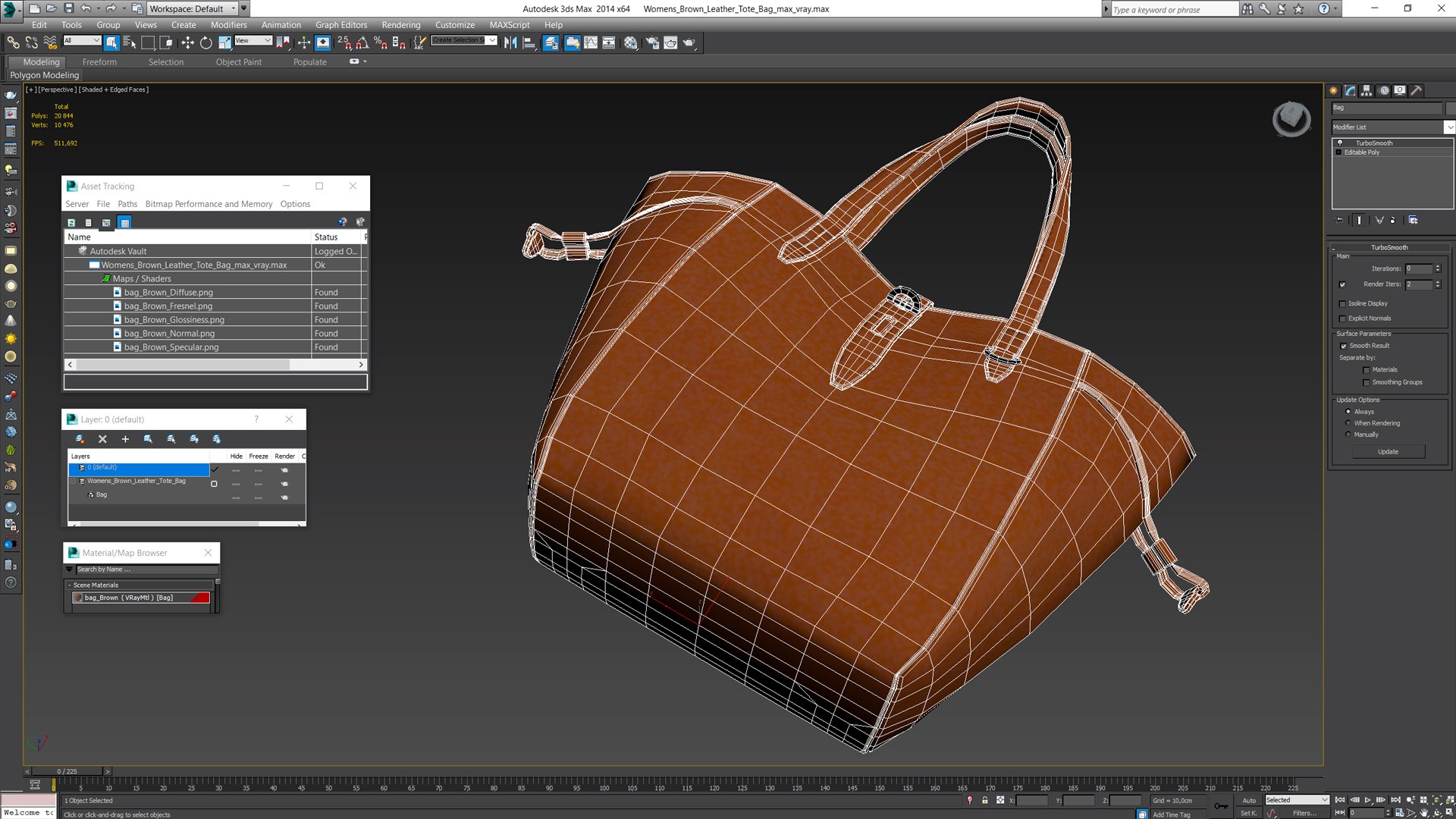 Womens Brown Leather Tote Bag Model - TurboSquid 2094957