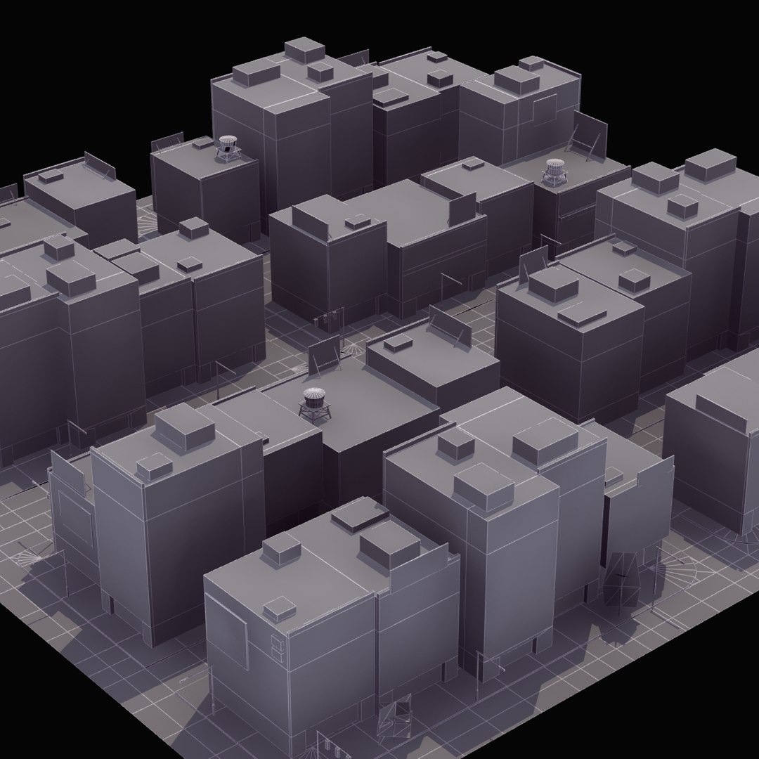 3d model commercial city block rt