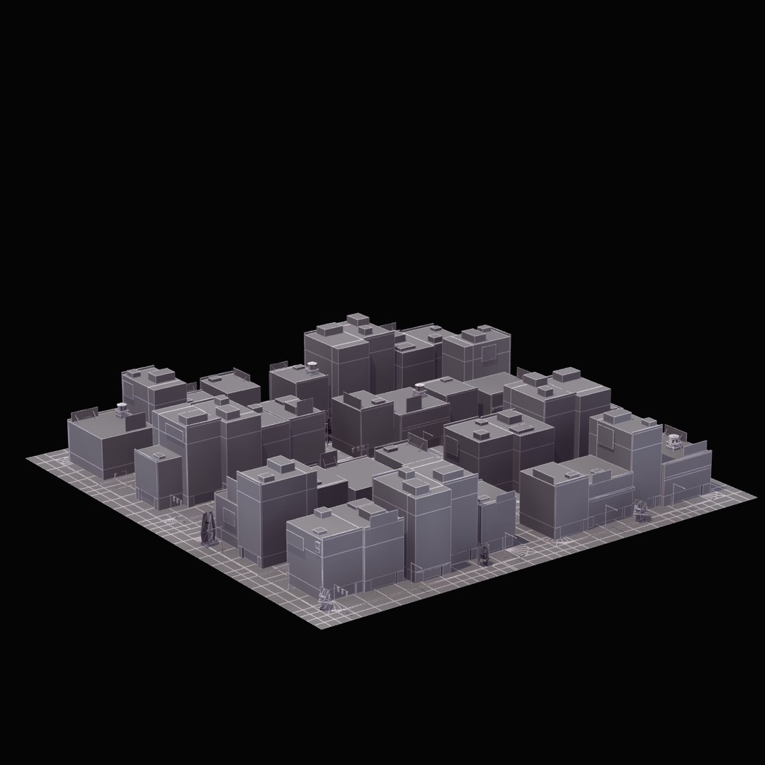 3d model commercial city block rt