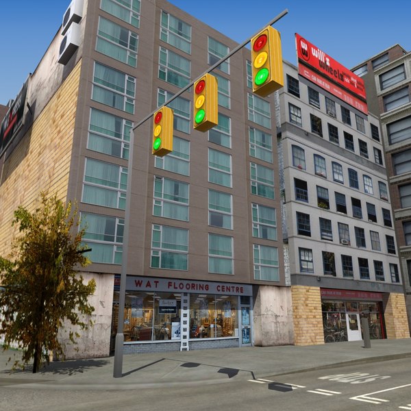 commercial city block 3d model