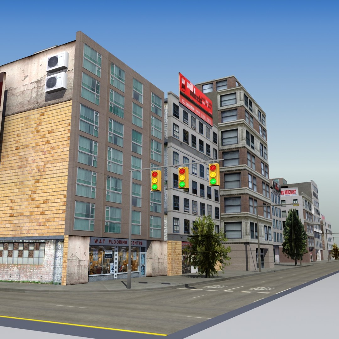 3d model commercial city block rt