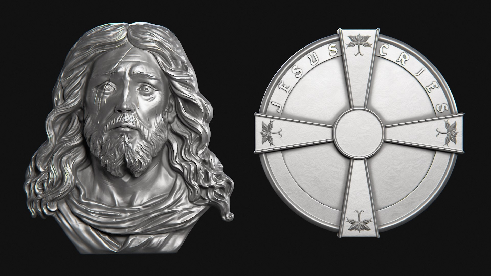 3D Jesus Cries Head Bas Relief - 2 - TurboSquid 2225957