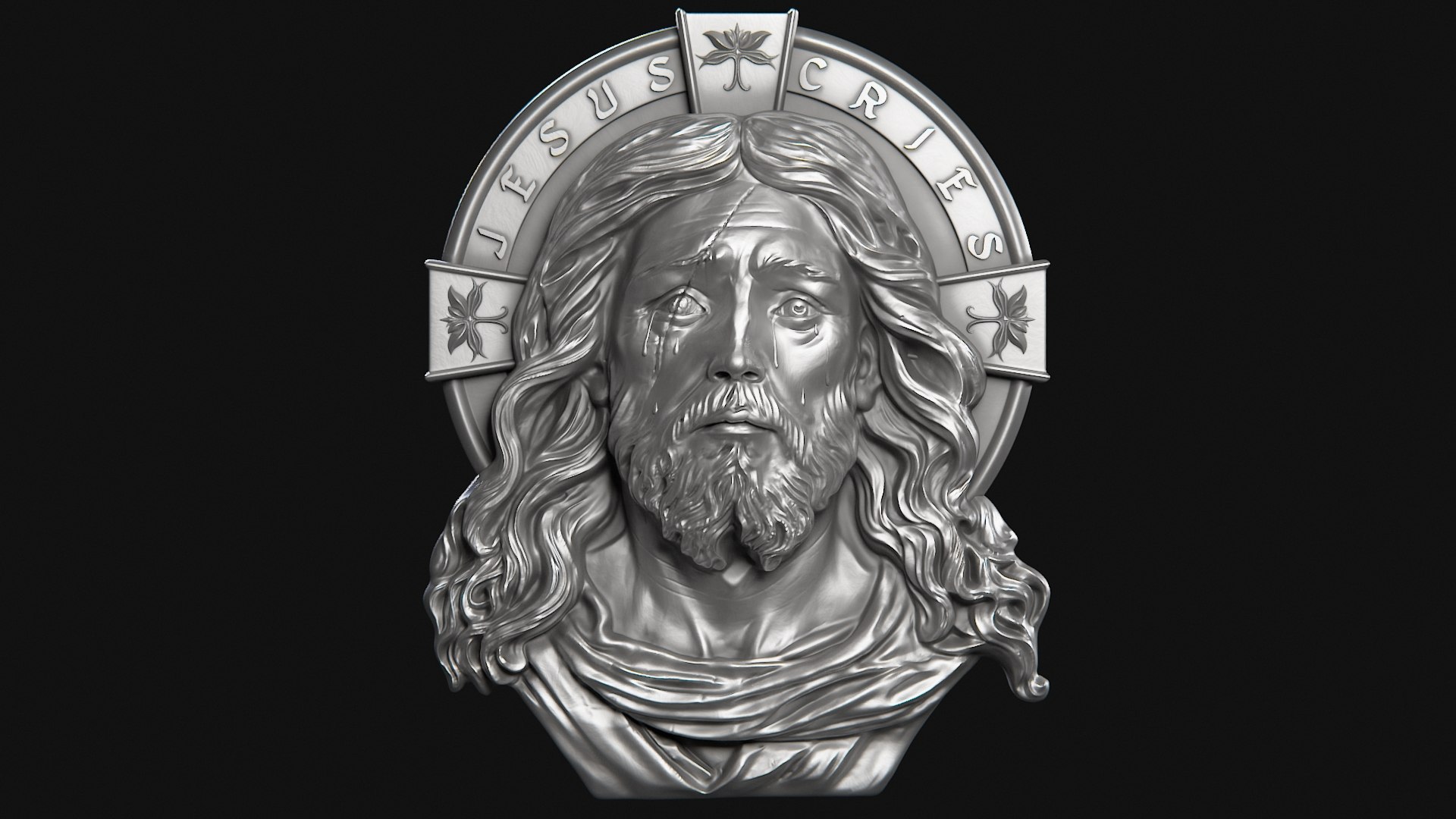 3D Jesus Cries Head Bas Relief - 2 - TurboSquid 2225957