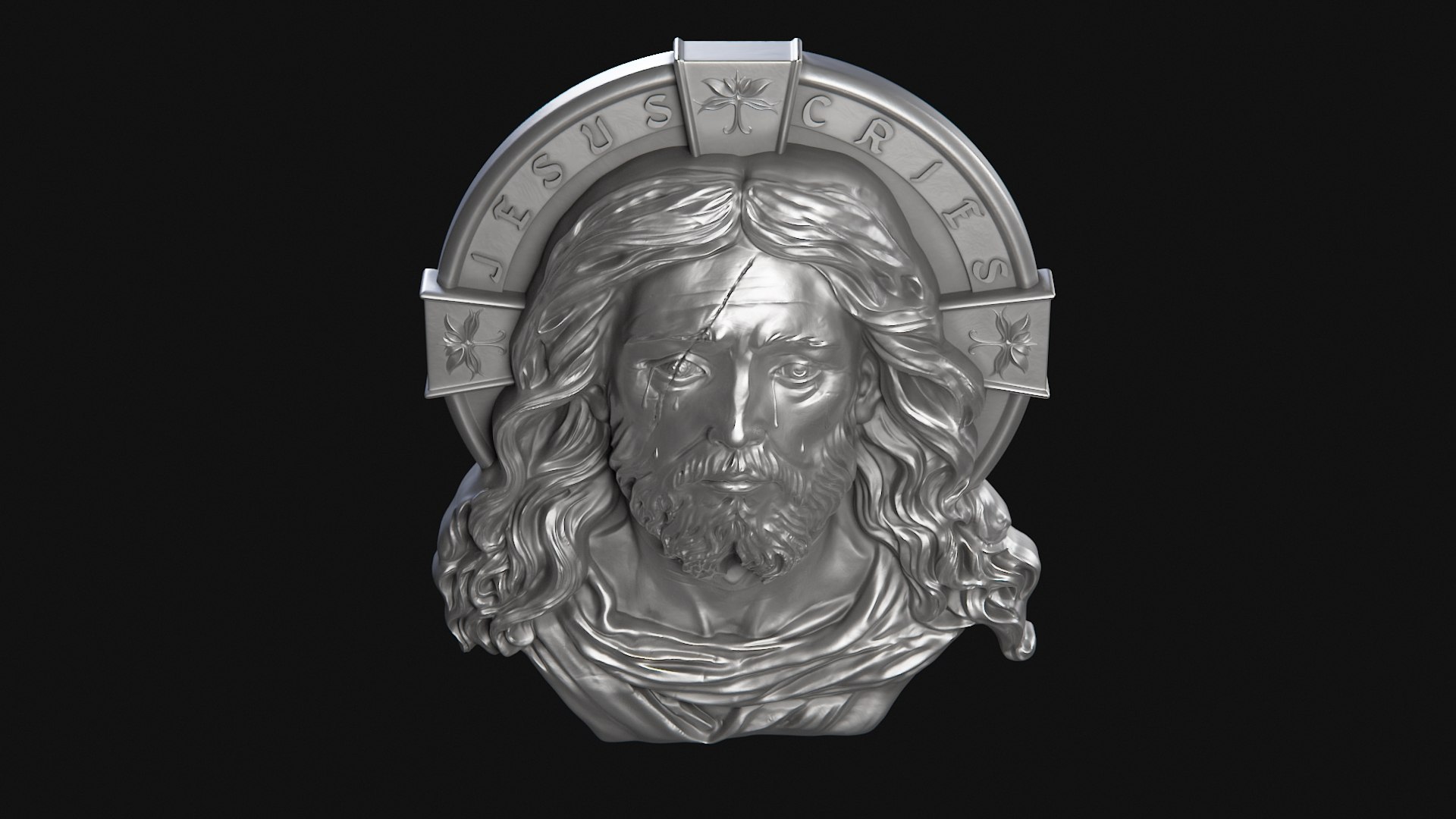 3D Jesus Cries Head Bas Relief - 2 - TurboSquid 2225957