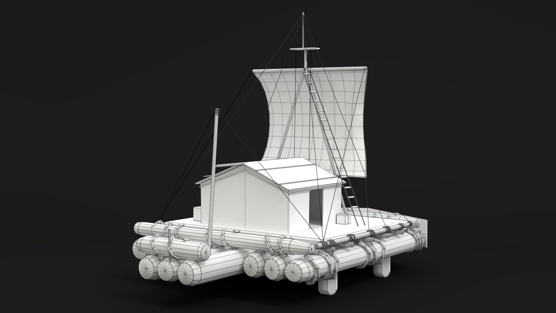 Wood raft 3D model - TurboSquid 1508546