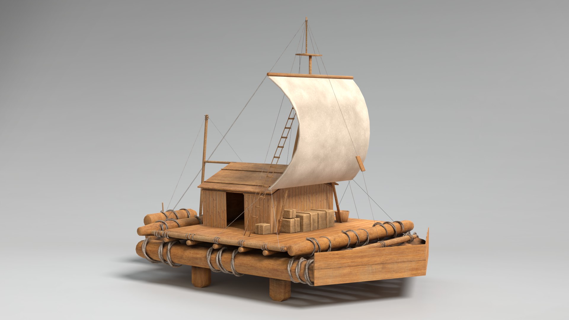 Wood raft 3D model - TurboSquid 1508546