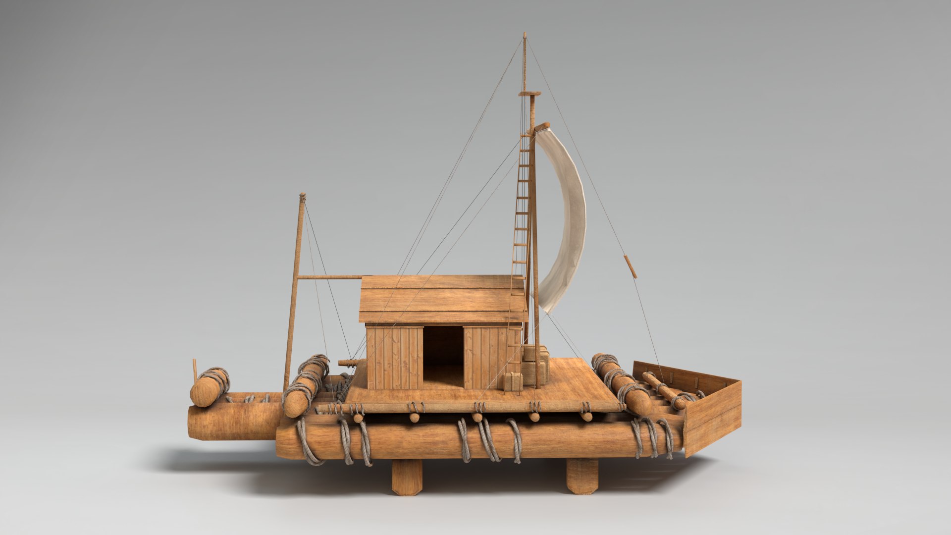 Wood raft 3D model - TurboSquid 1508546