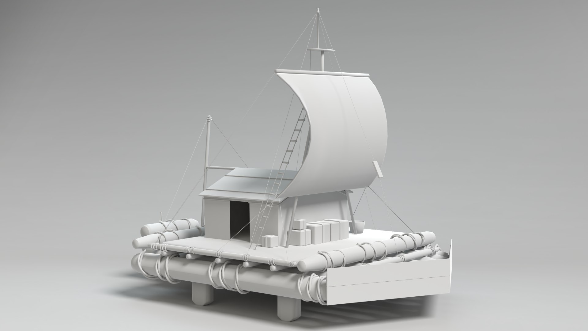 Wood raft 3D model - TurboSquid 1508546