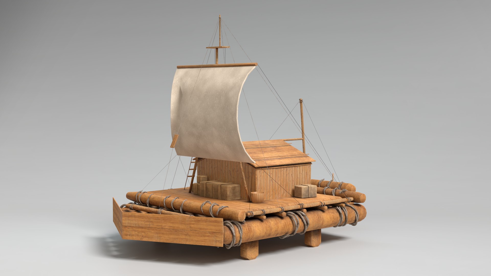 Wood raft 3D model - TurboSquid 1508546