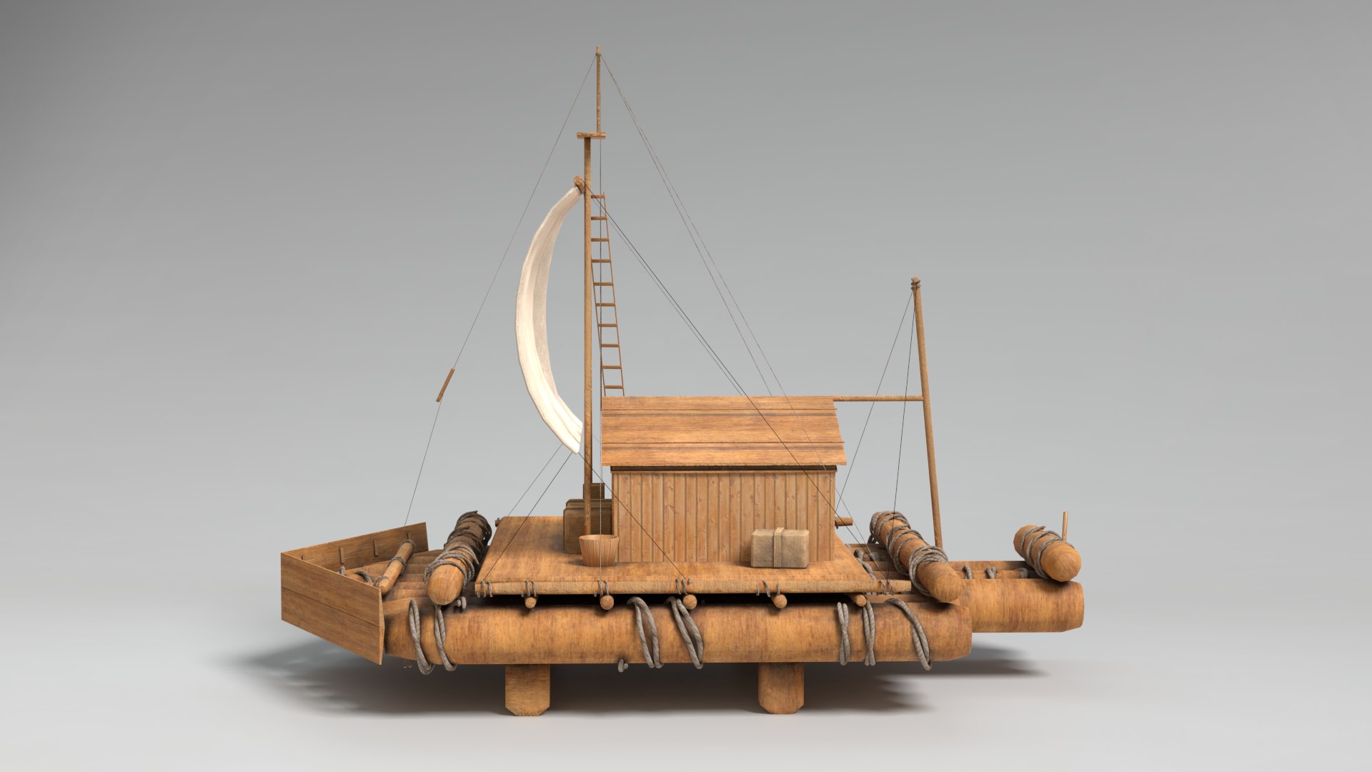 Wood raft 3D model - TurboSquid 1508546