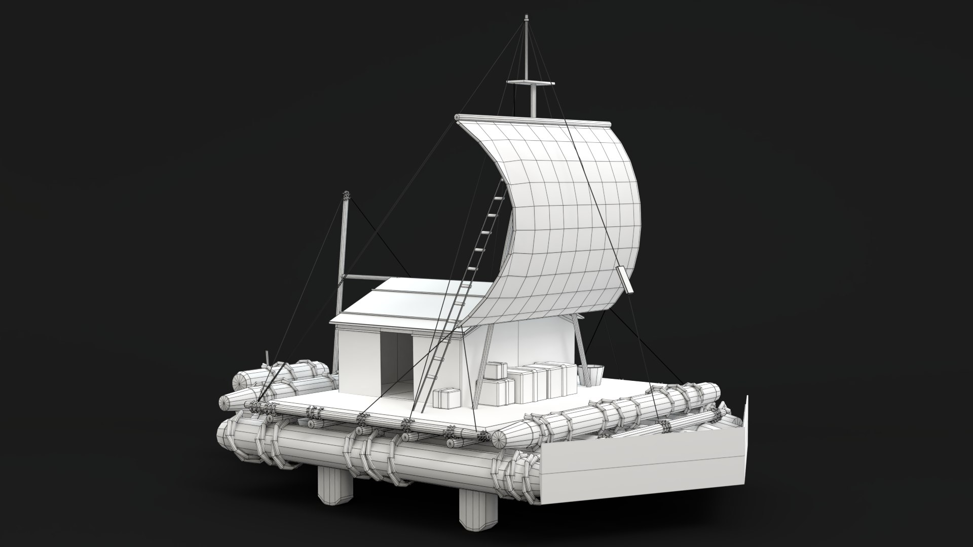 Wood raft 3D model - TurboSquid 1508546