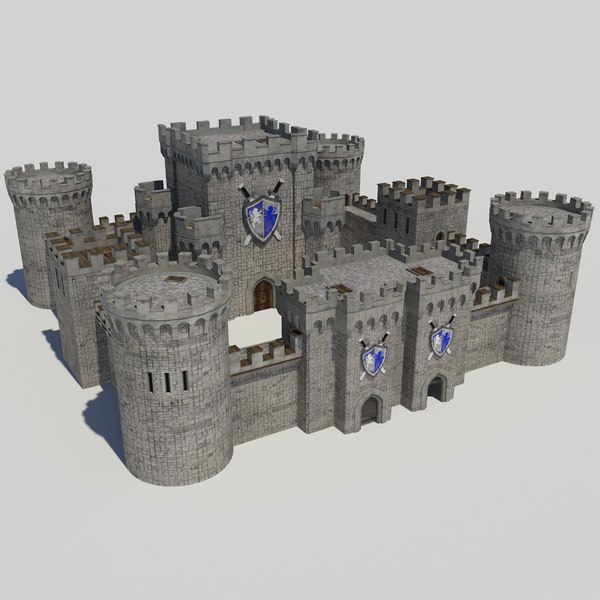 3d model medieval castle wall 1