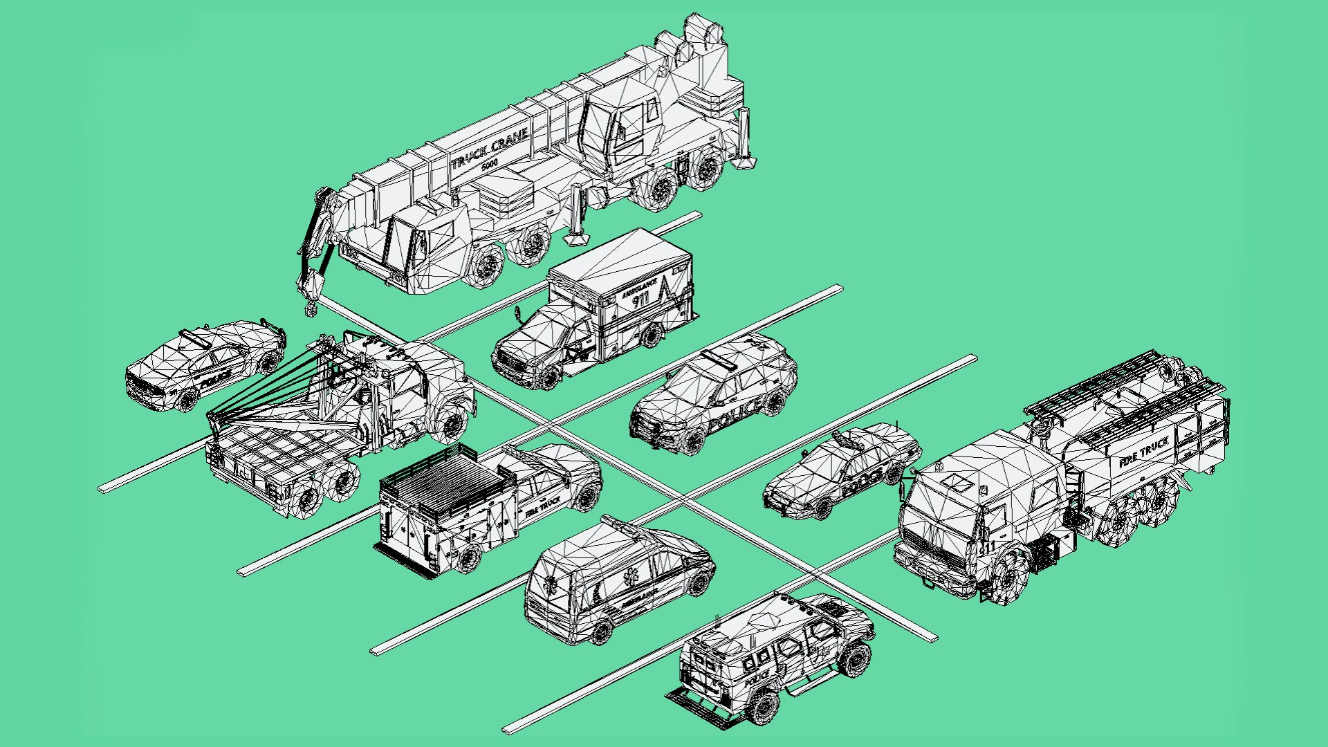 3D Emergency Vehicles Pack Low- Poly - TurboSquid 2164511