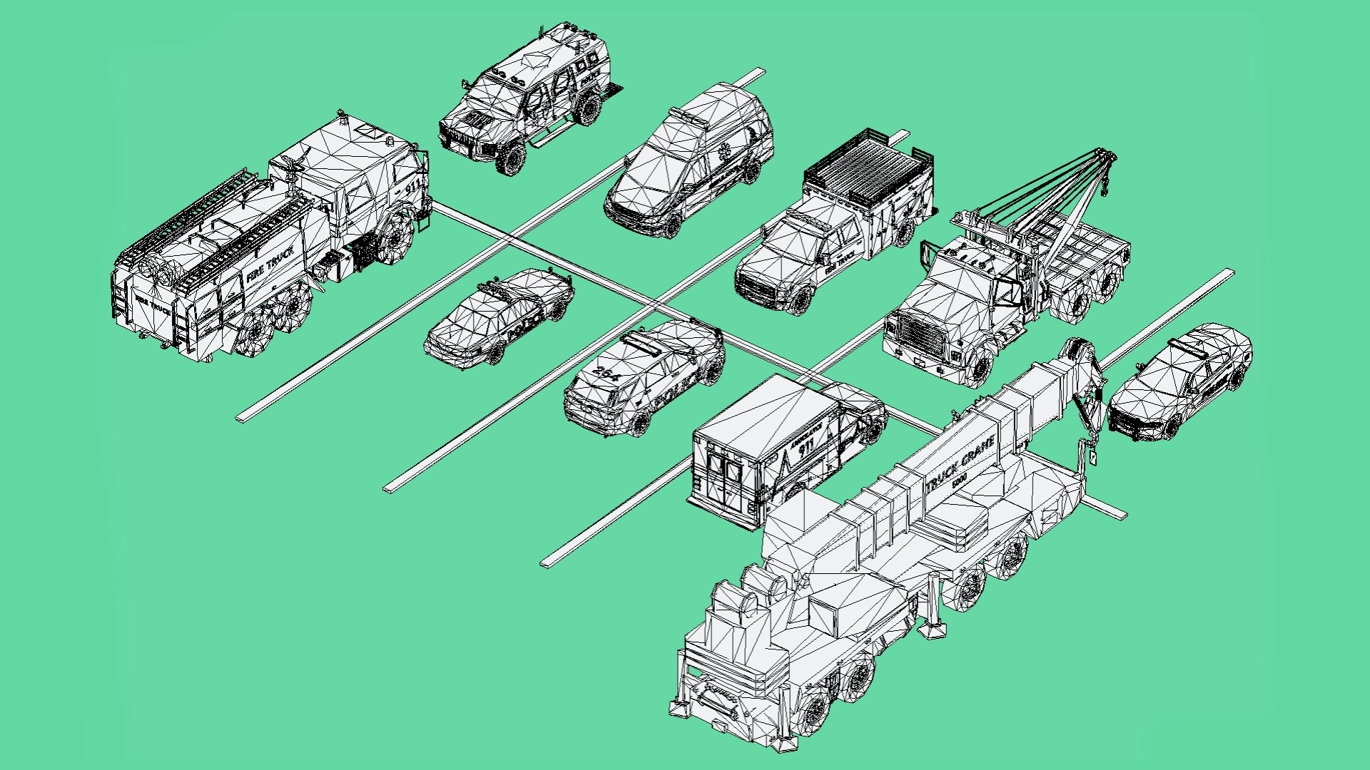 3D Emergency Vehicles Pack Low- Poly - TurboSquid 2164511