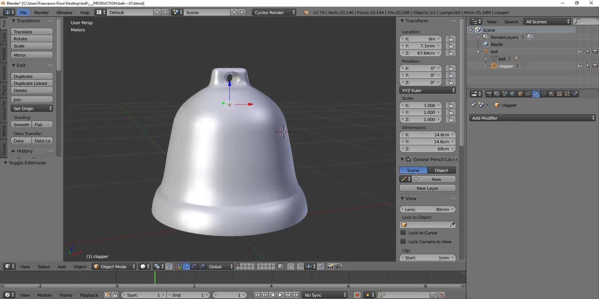 3D Model Bell Clapper Ready - TurboSquid 1380632