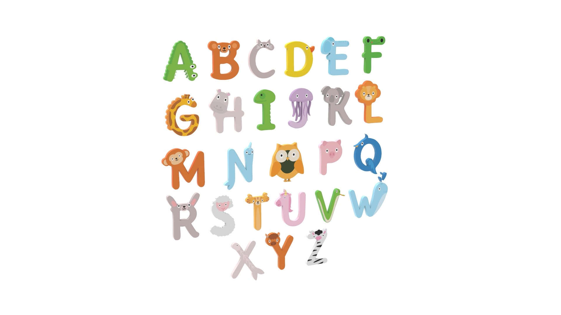 3D Cartoon Animal Alphabet V003 - TurboSquid 2159267