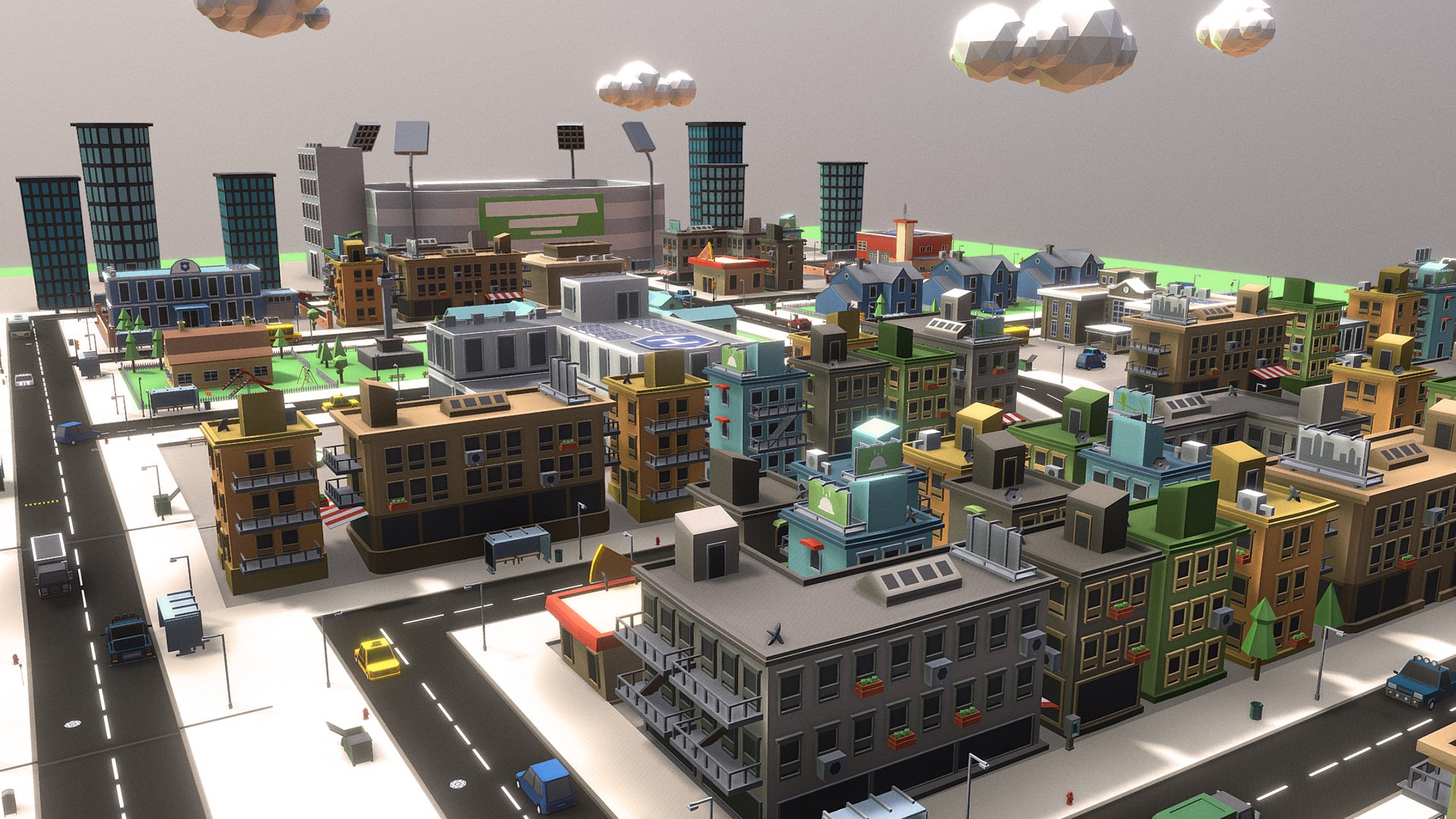 3D Low Poly Mini City Pack Model - TurboSquid 1841566