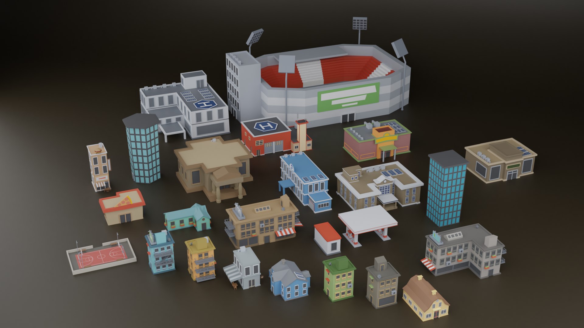 3D Low Poly Mini City Pack Model - TurboSquid 1841566