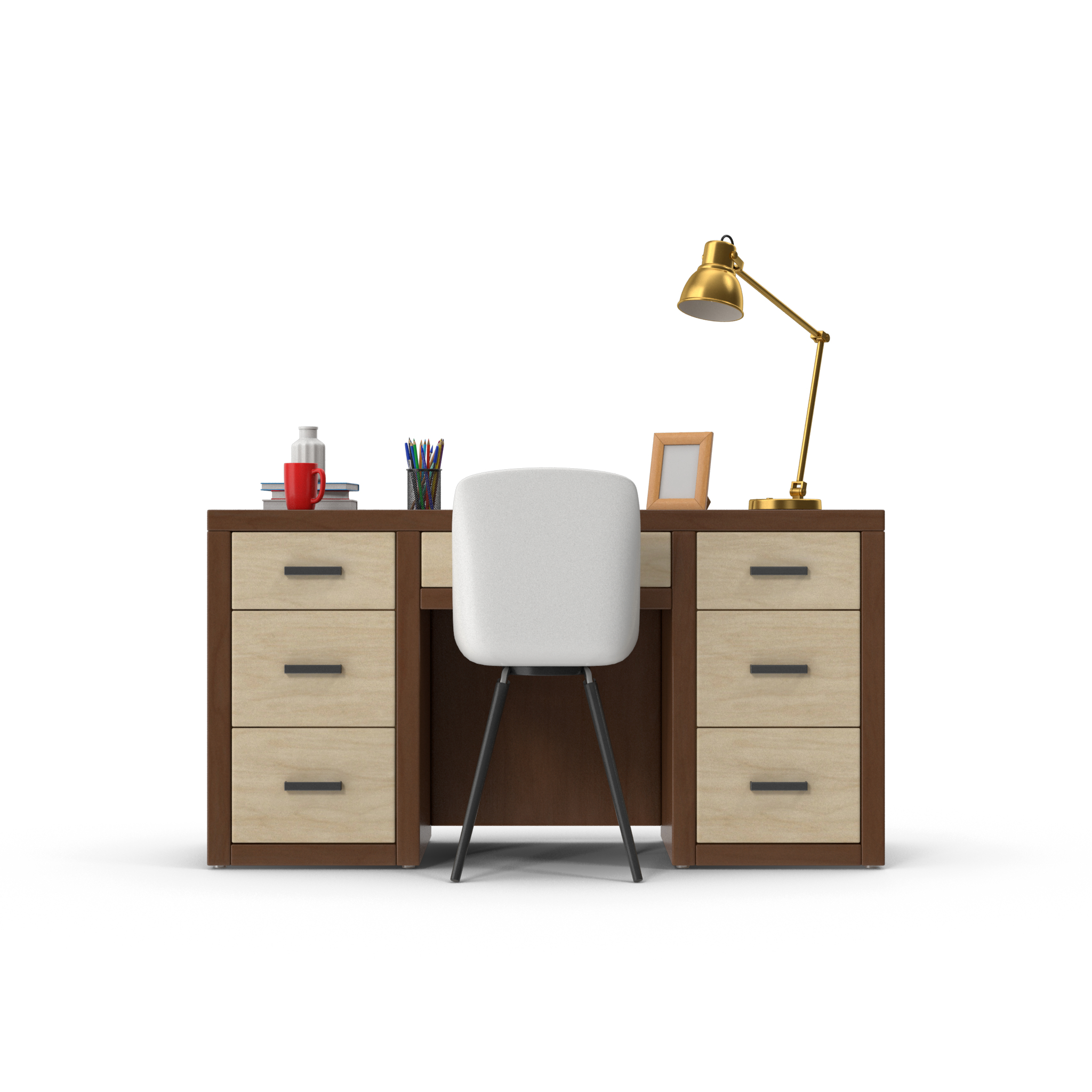 3D Office Desk Set model - TurboSquid 1894907