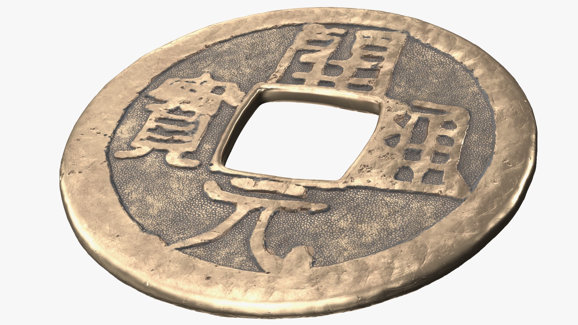 Chinese Tang Kaiyuan Tongbao 1 Cash Coin Bronze 3D - TurboSquid 1768648