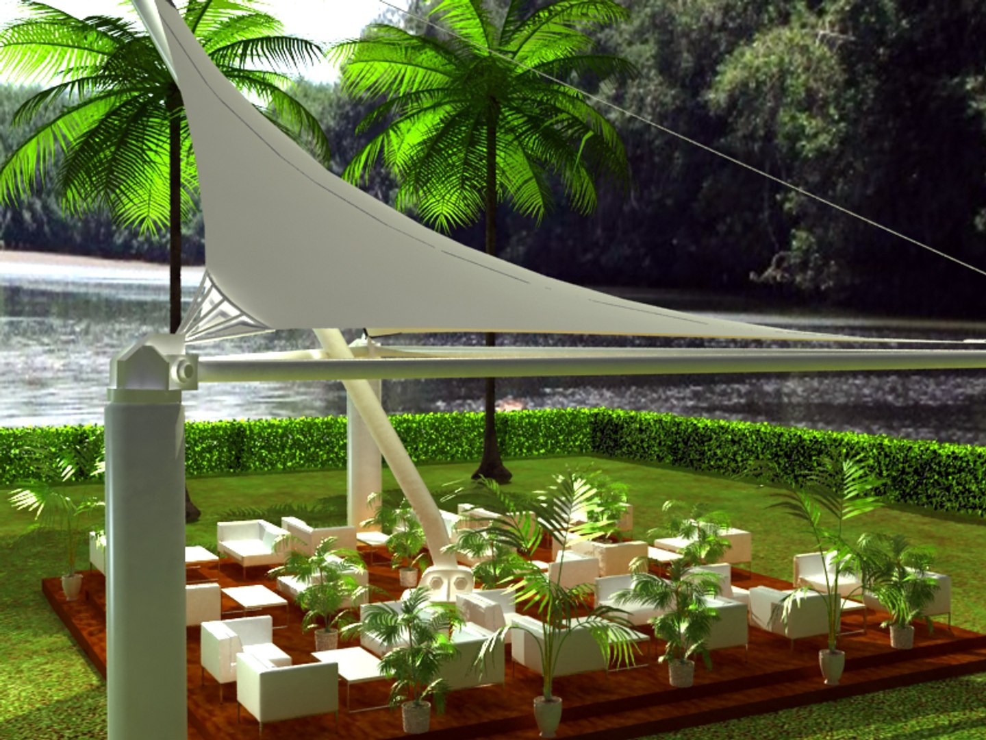 3ds max tensile structure estructura tensada