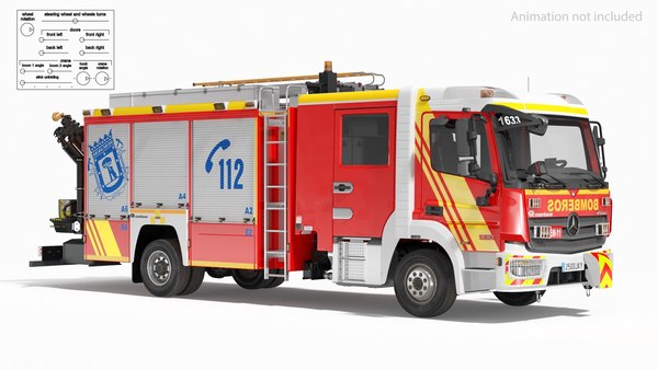 modelo 3d Camión de bomberos Mercedes Benz Atego 1530 aparejado ...