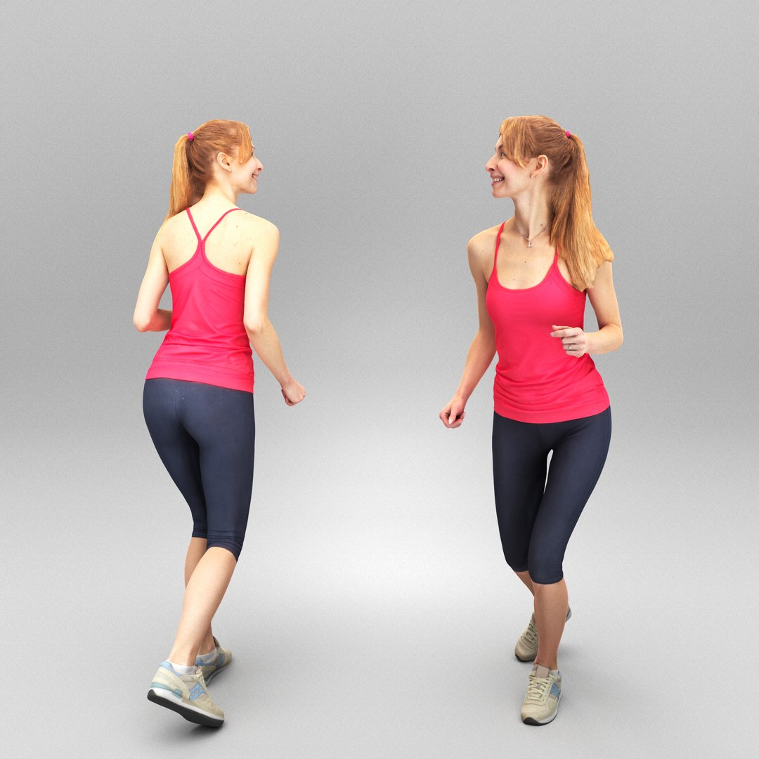 Smiling Young Woman Running 371 3D - TurboSquid 1970814