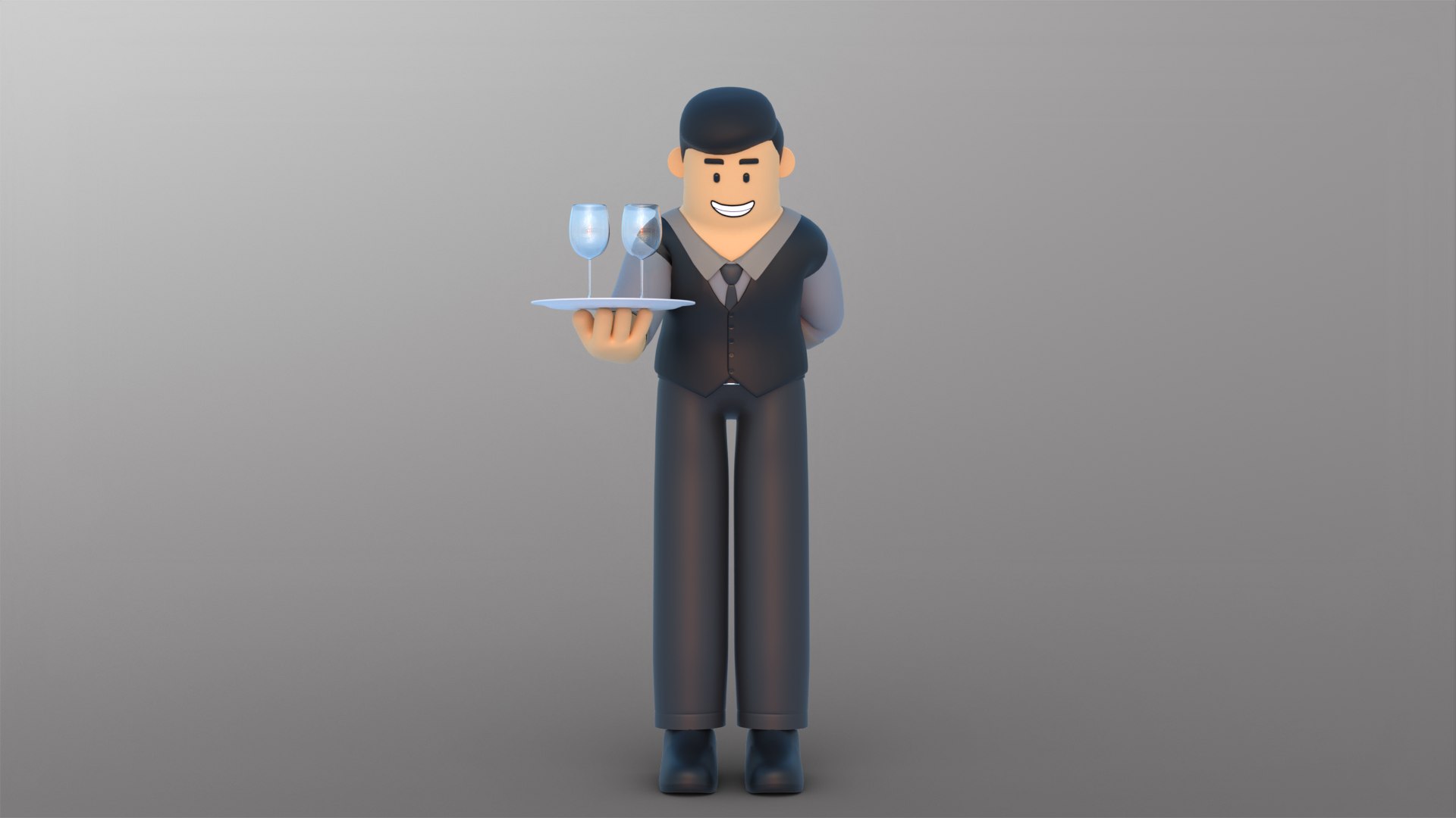 Minimal Waiter Cartoon Character 3D - TurboSquid 2089768