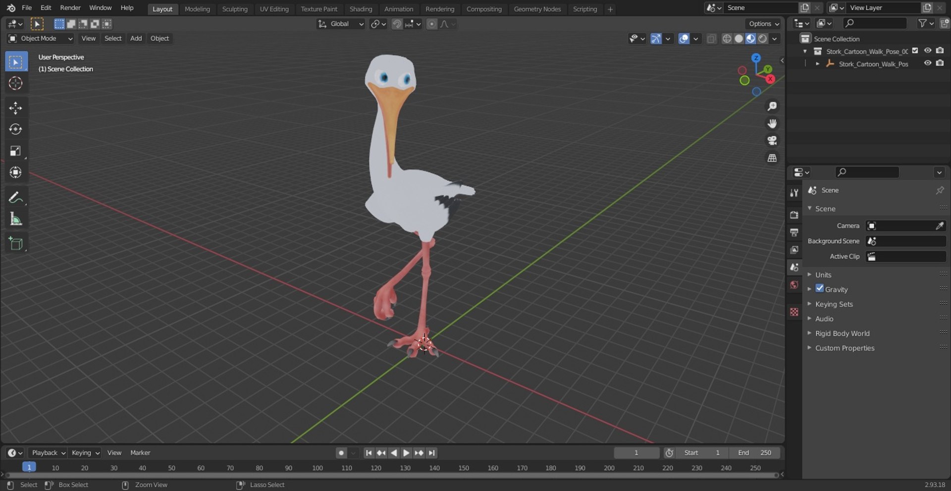 3D Stork Cartoon Walk Pose - TurboSquid 2083721