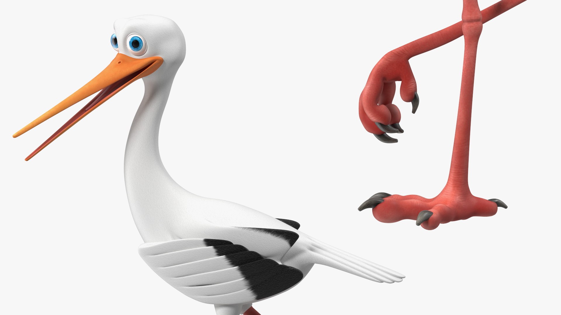 3D Stork Cartoon Walk Pose - TurboSquid 2083721