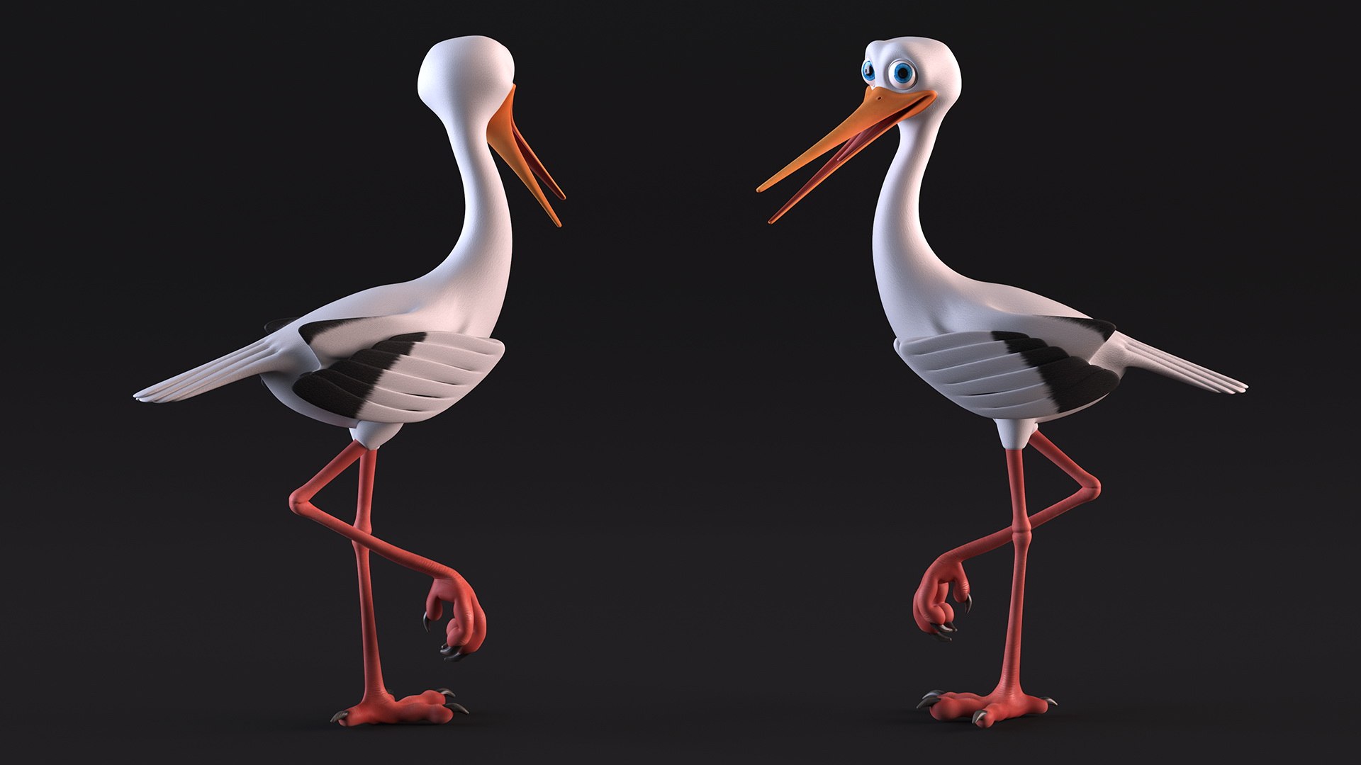 3D Stork Cartoon Walk Pose - TurboSquid 2083721