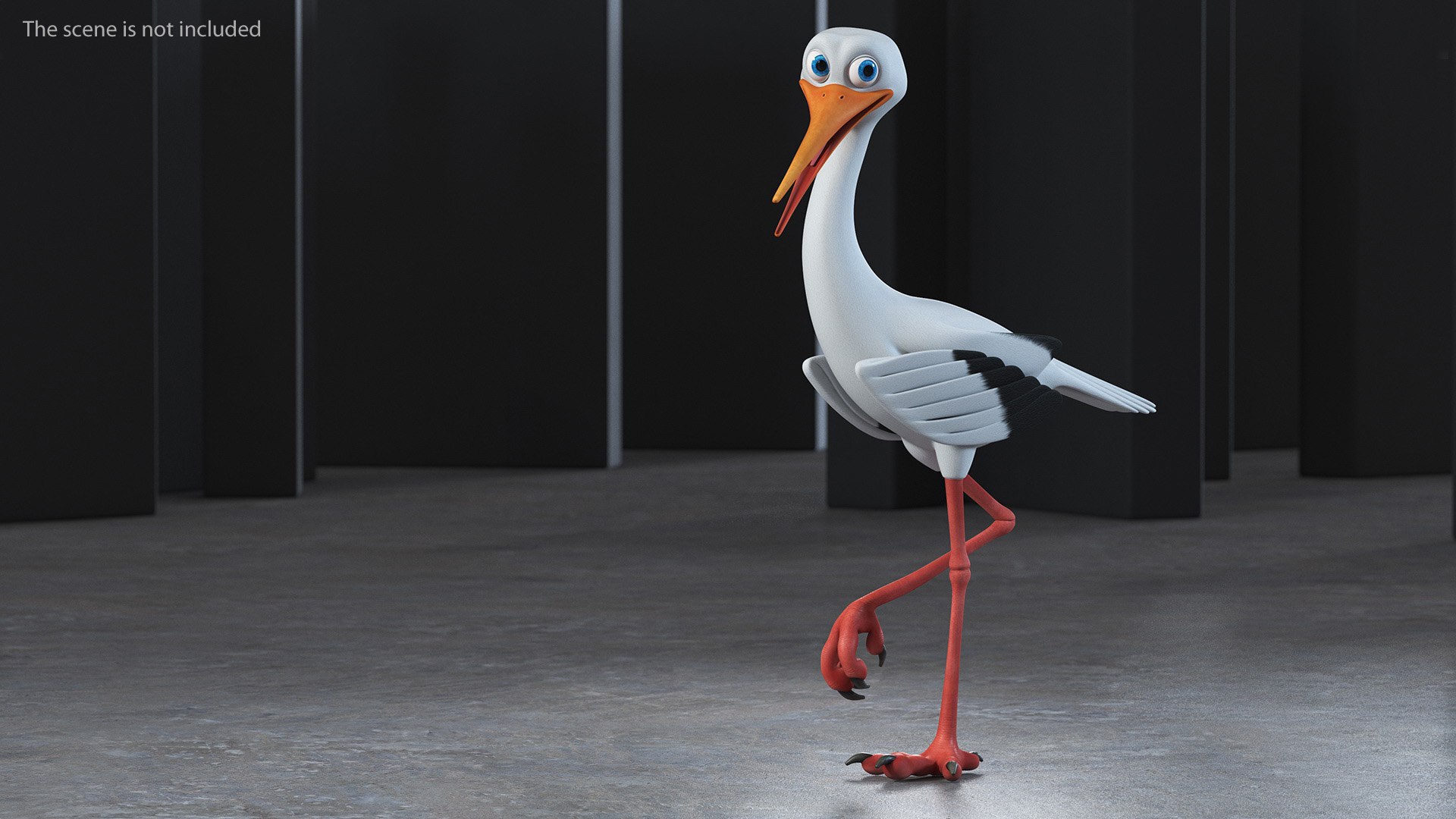 3D Stork Cartoon Walk Pose - TurboSquid 2083721