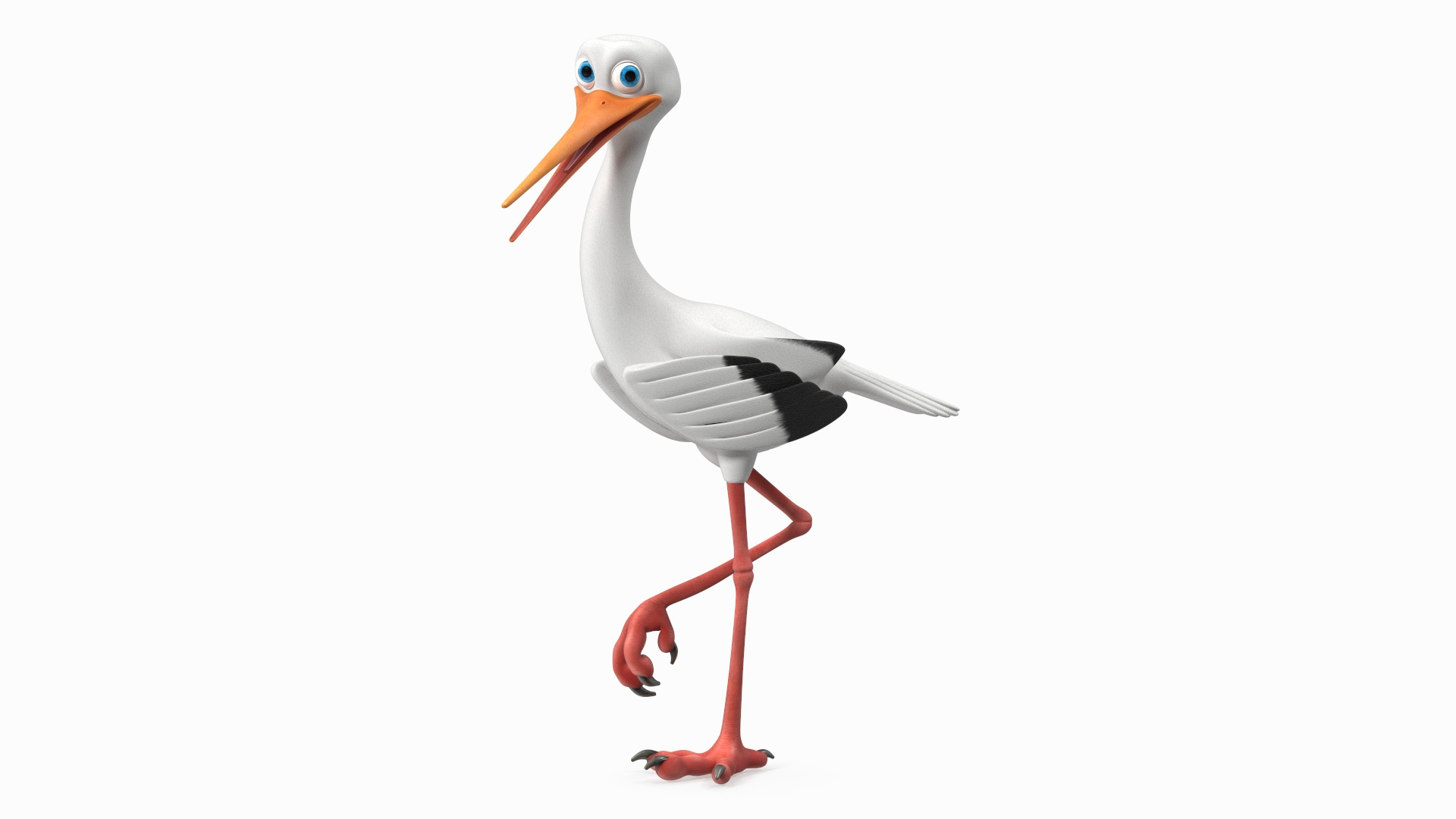 3D Stork Cartoon Walk Pose - TurboSquid 2083721