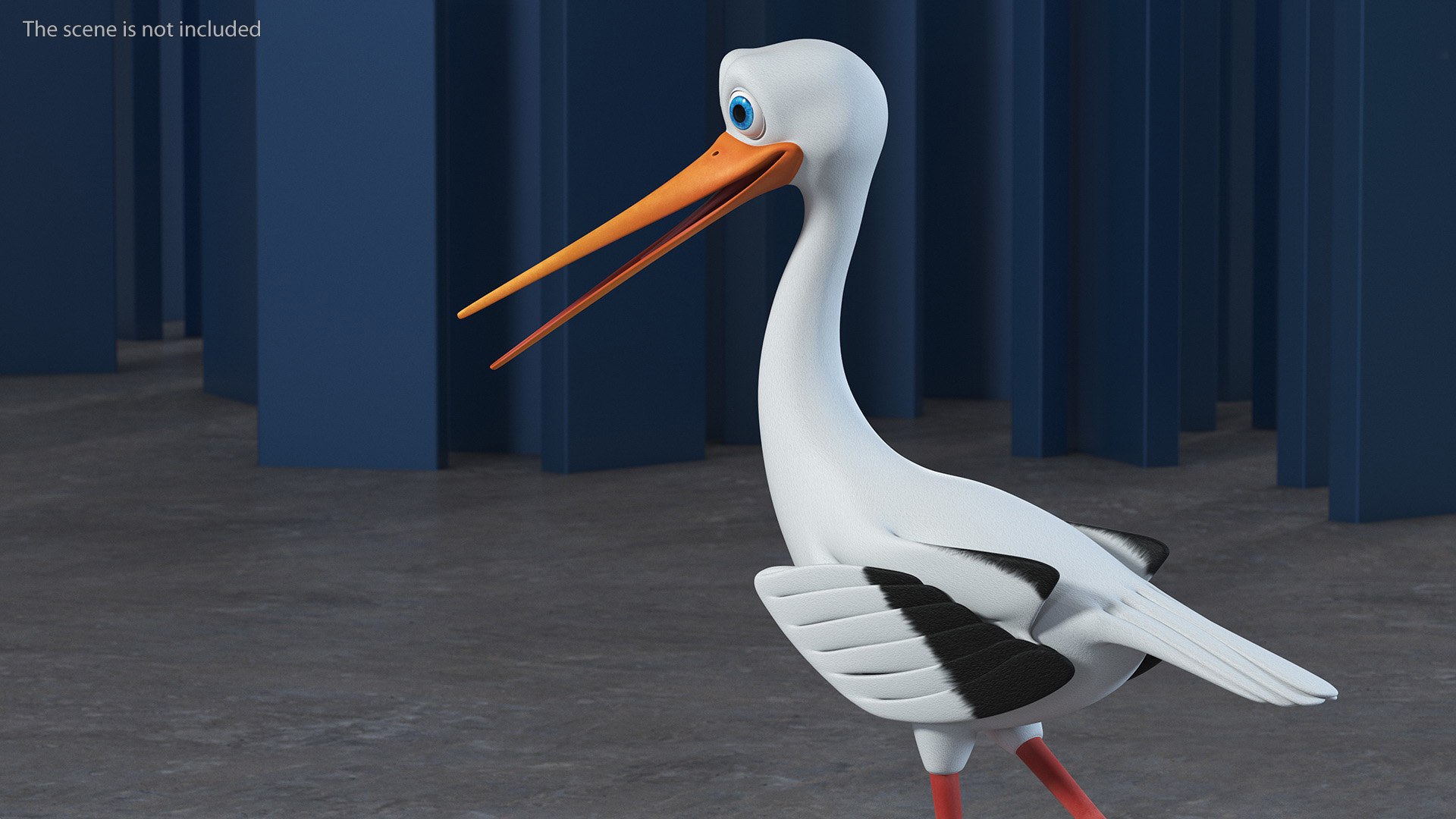 3D Stork Cartoon Walk Pose - TurboSquid 2083721