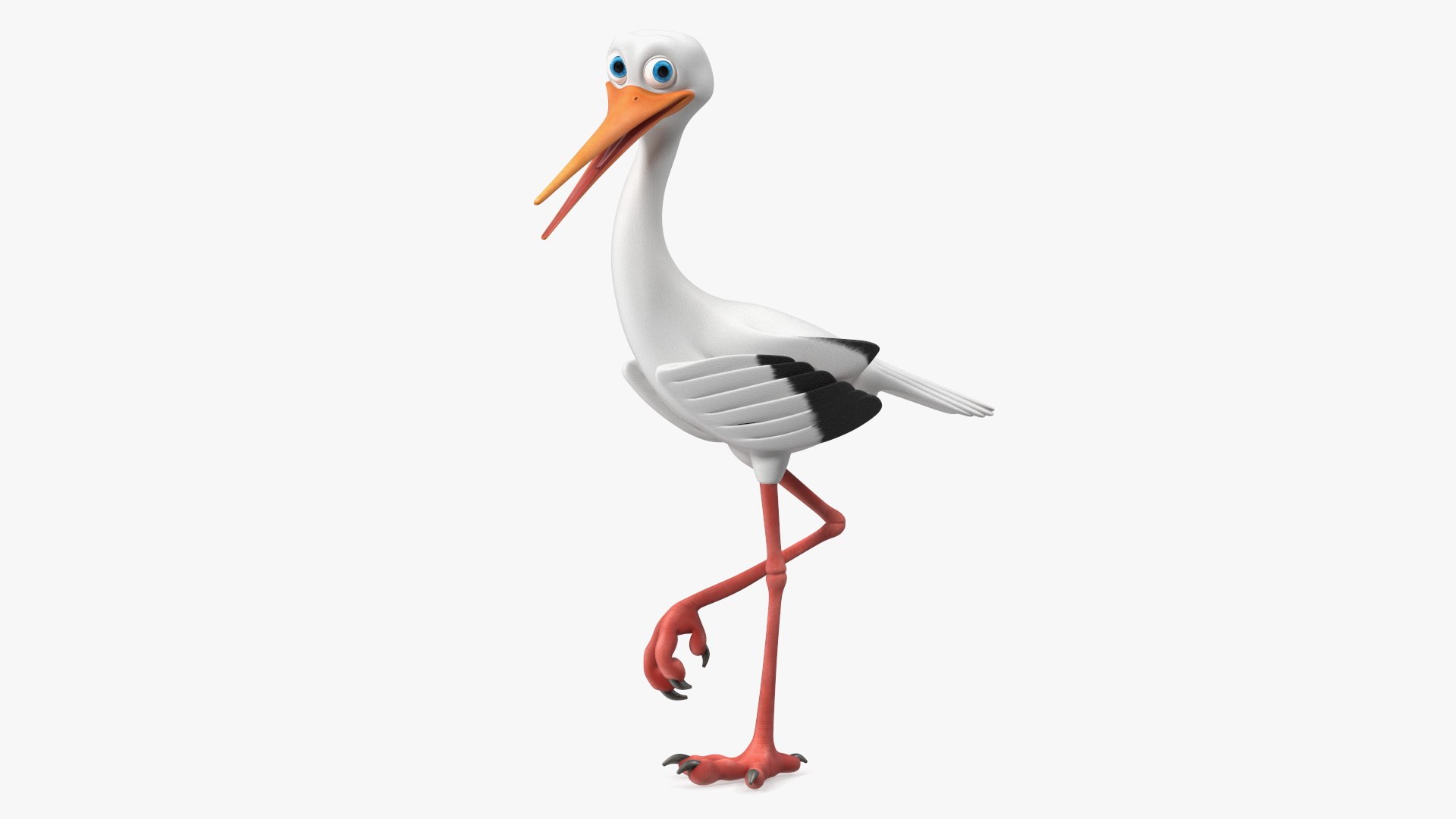 3D Stork Cartoon Walk Pose - TurboSquid 2083721