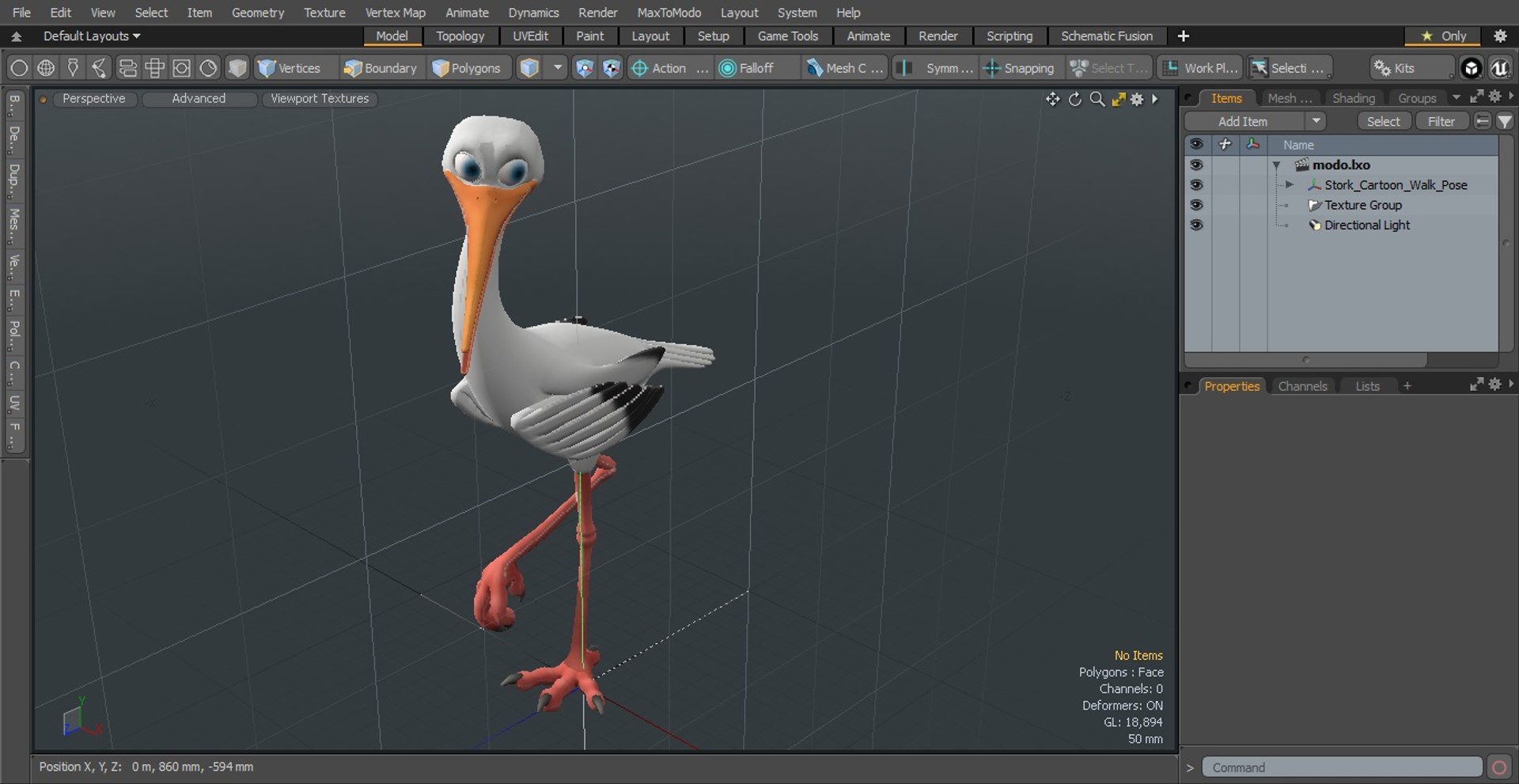 3D Stork Cartoon Walk Pose - TurboSquid 2083721