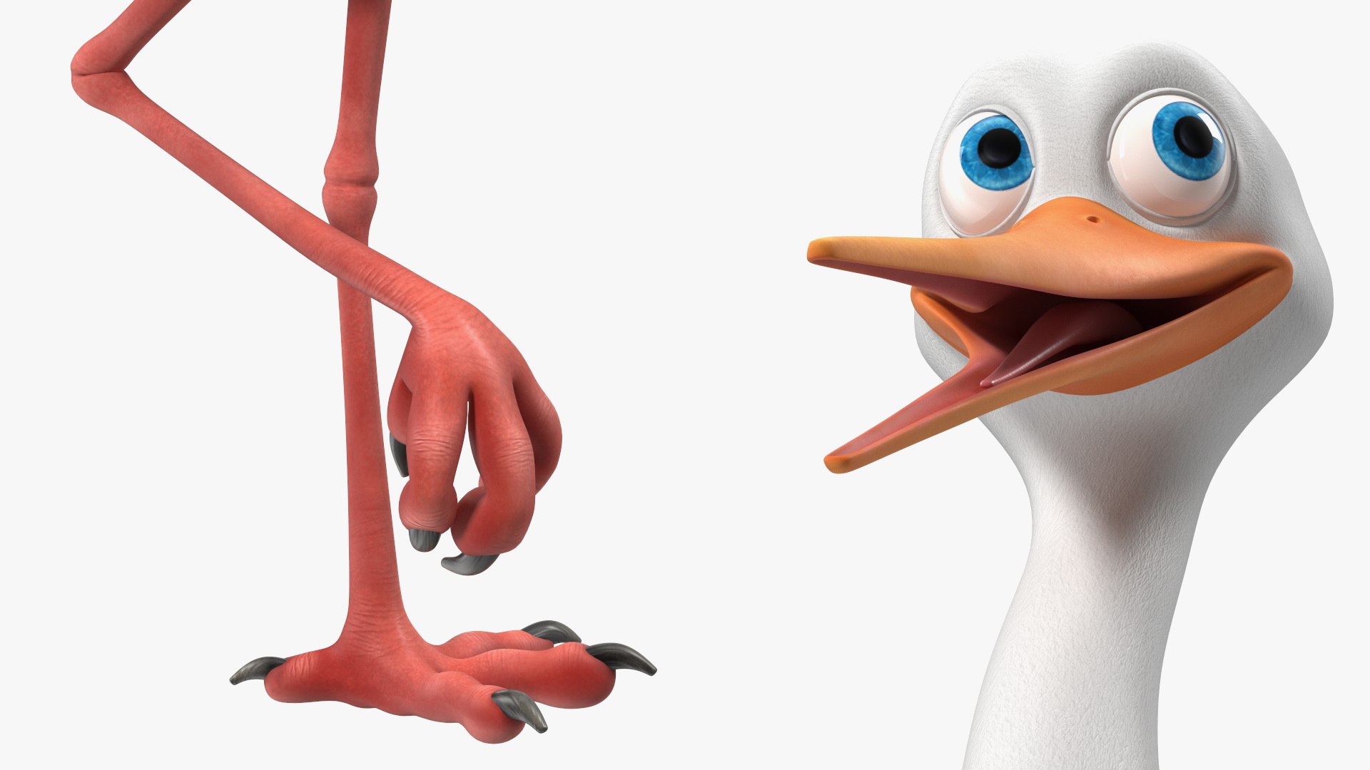 3D Stork Cartoon Walk Pose - TurboSquid 2083721