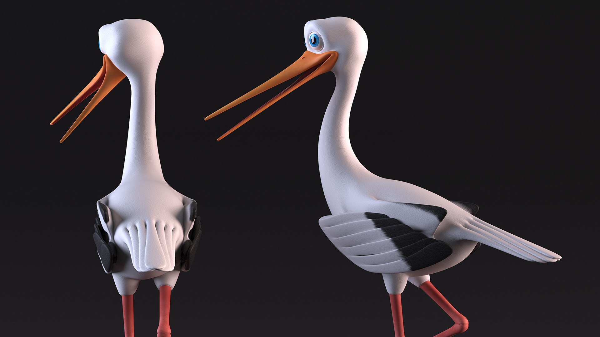 3D Stork Cartoon Walk Pose - TurboSquid 2083721