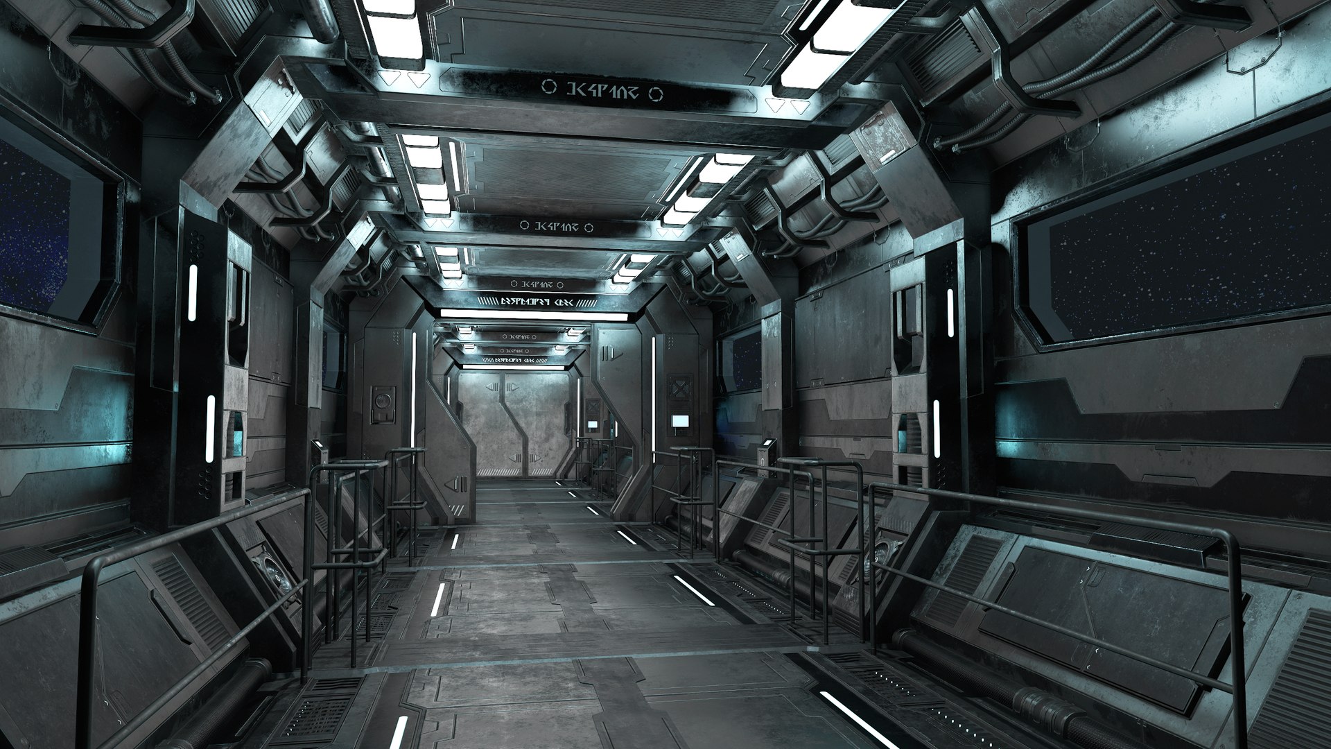 3D Model Pack Sci-fi Modular Corridor - TurboSquid 1627770