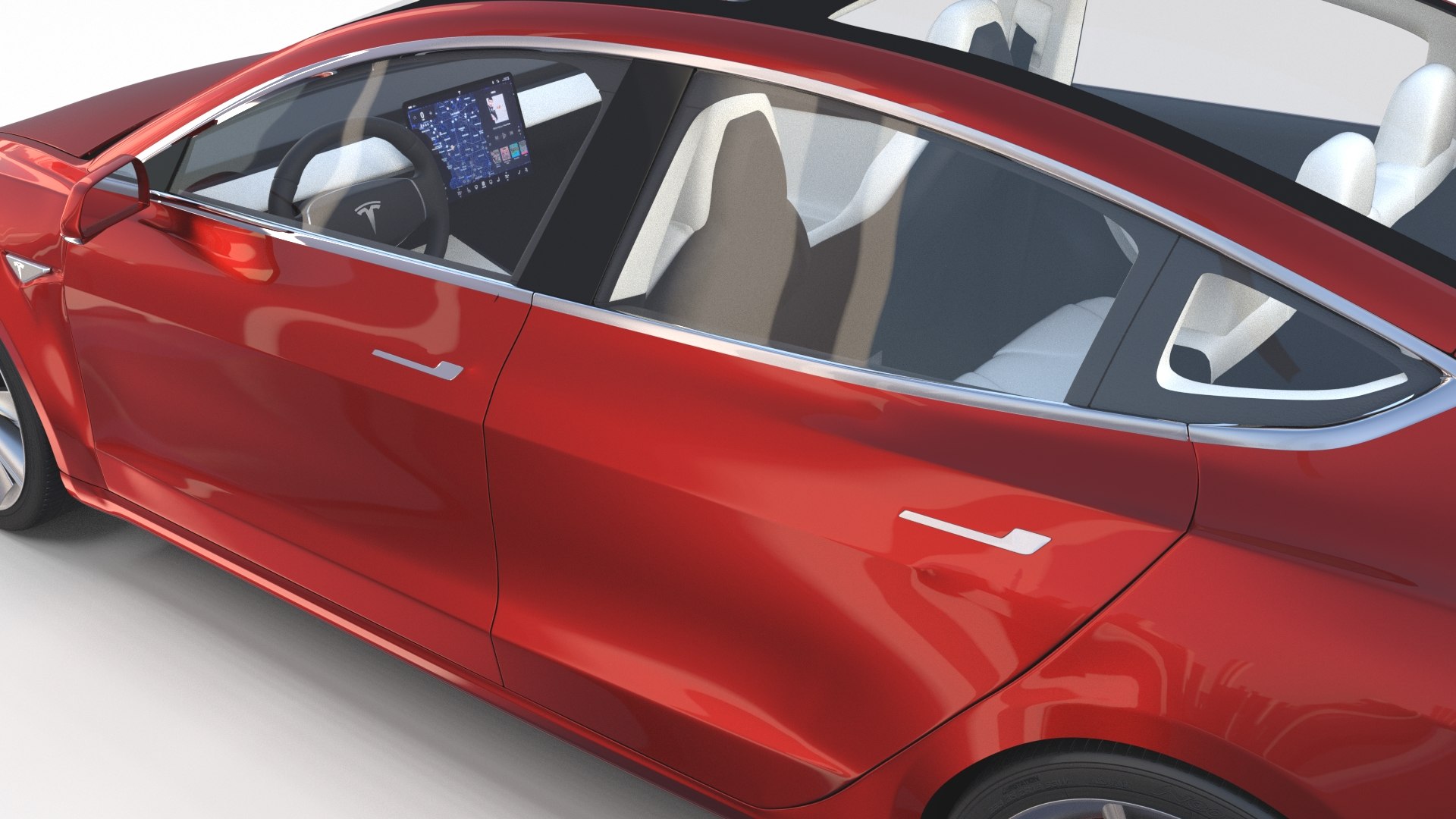 3d Tesla 3 Interior Model