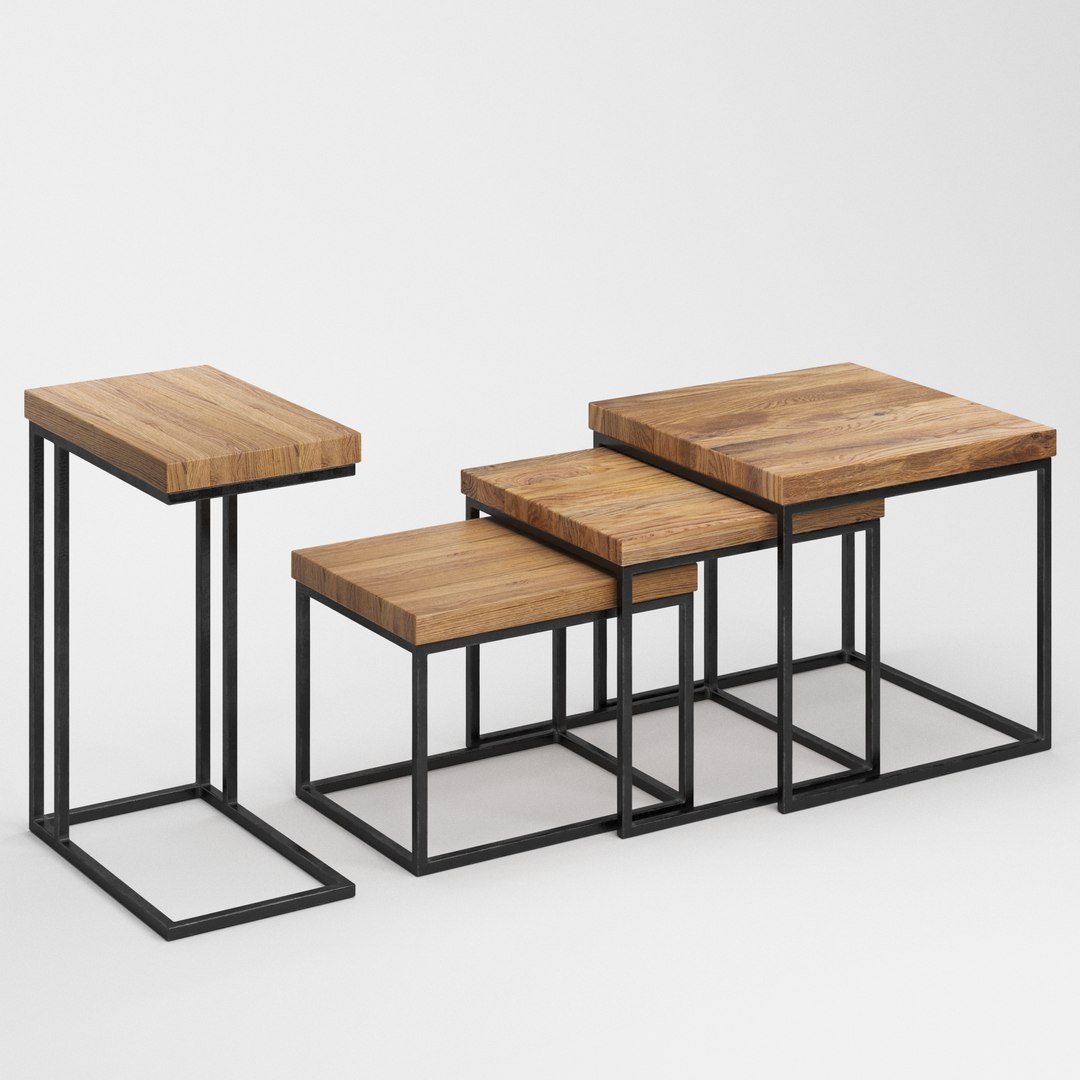 3D Taiga Oak Nesting Table Model - TurboSquid 1201086