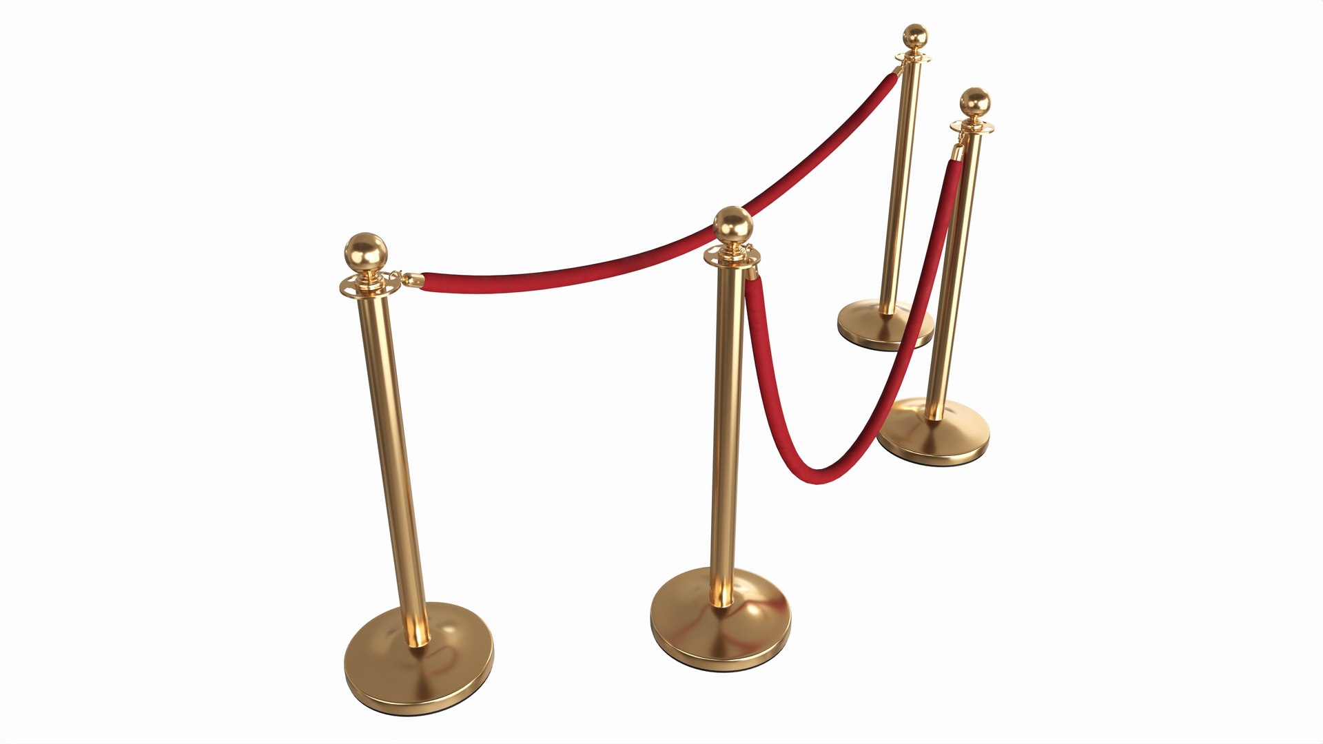 Barrier Post Classic With Velvet Rope Model - TurboSquid 2237753