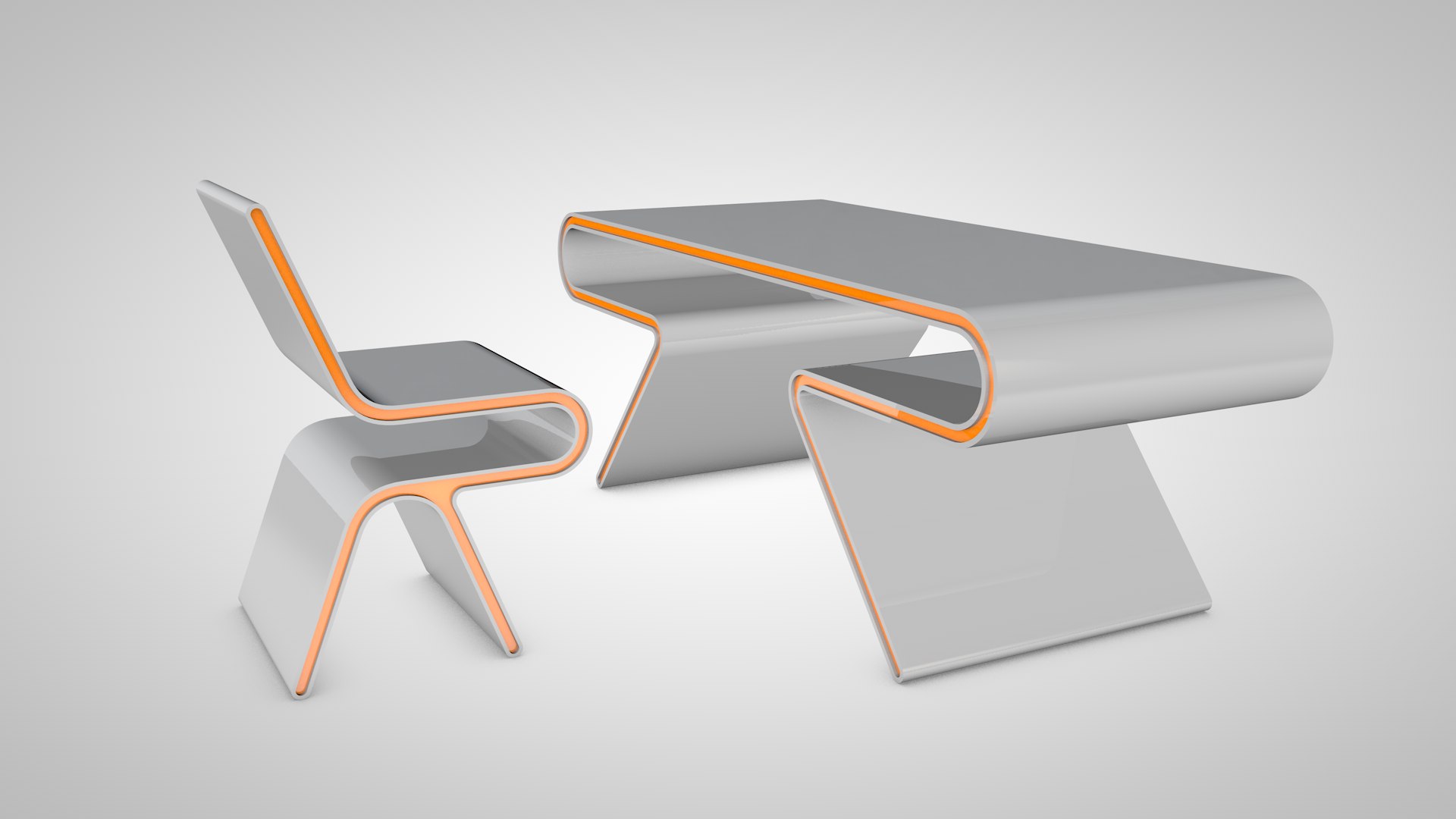 Futuristic Table Chair 3d Model