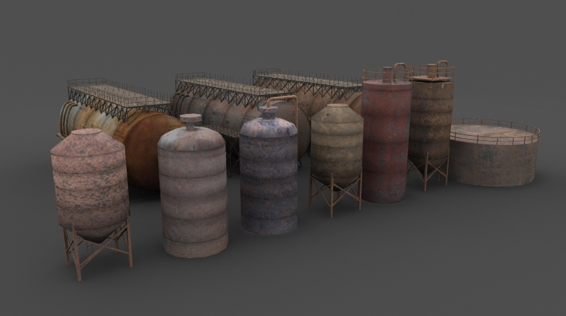 3d Rusty Tanks Model